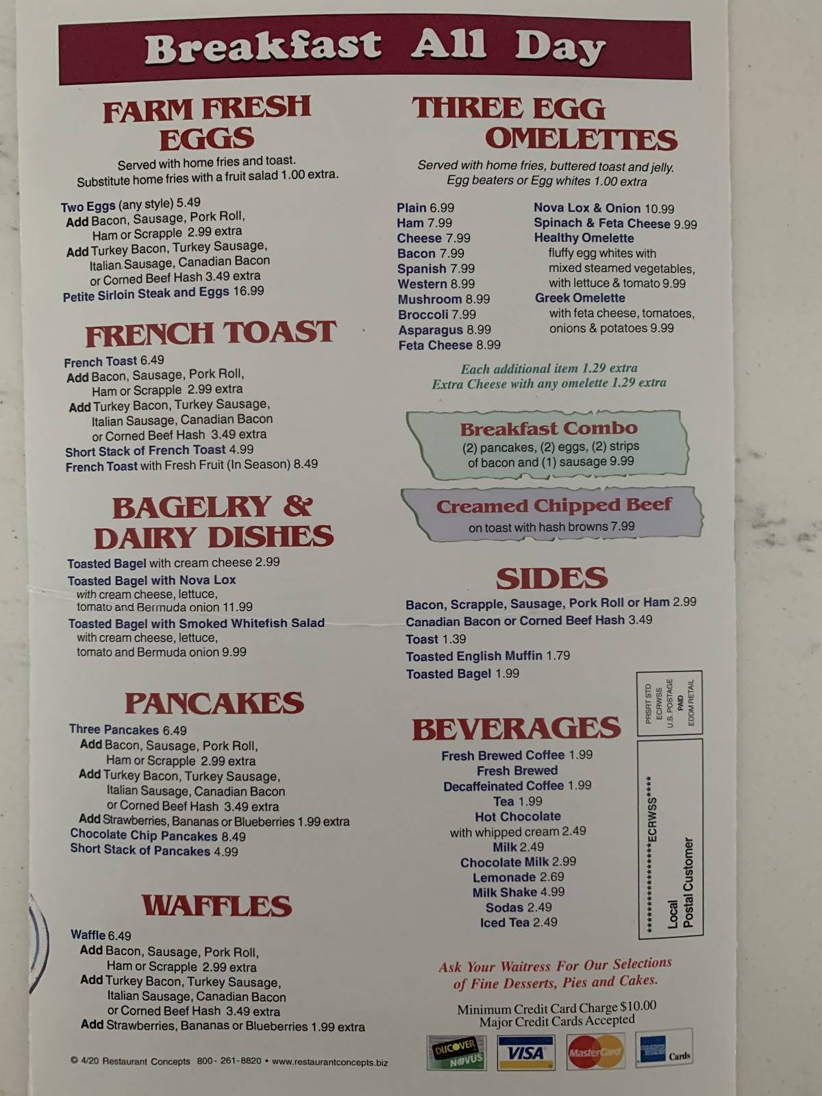 Menu at Warminster West Diner restaurant, Warminster, 333 West Street Rd