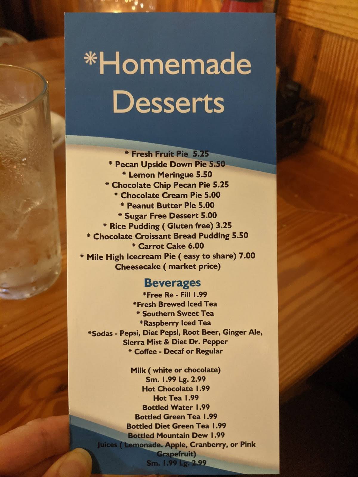Menu at Warren's Station restaurant, Fenwick Island