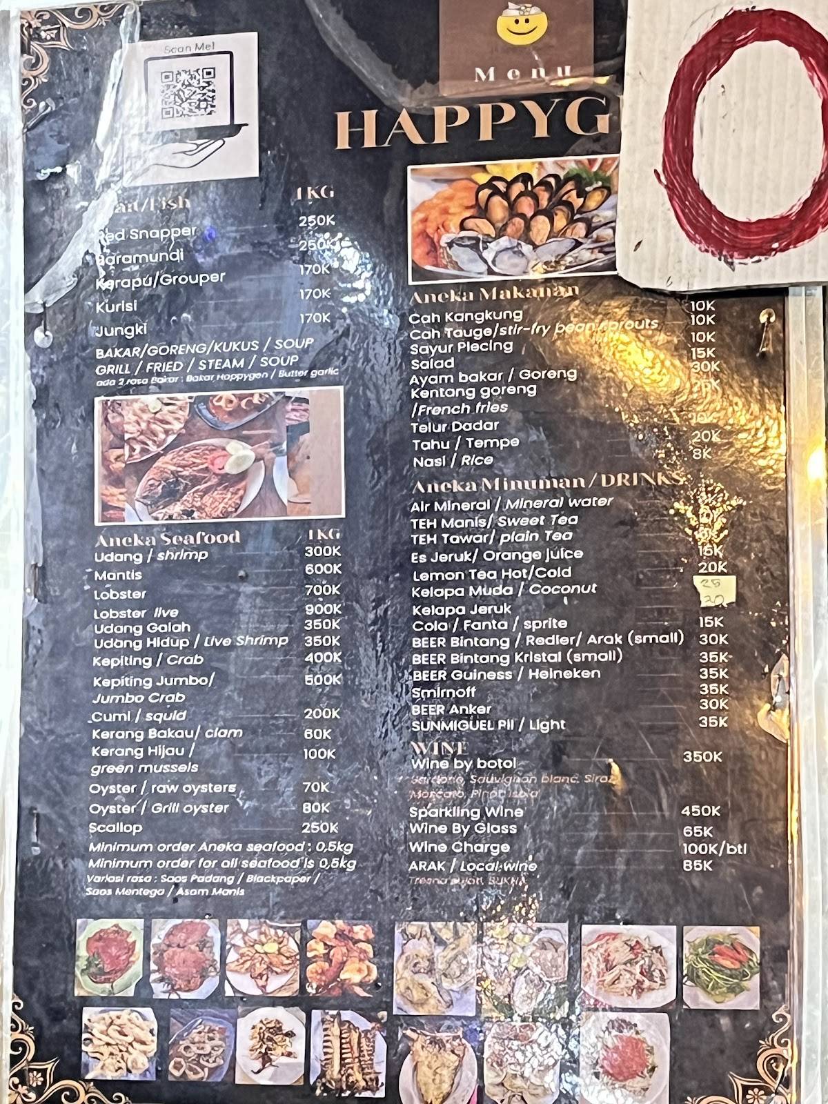 Menu at Warung Happy Gen restaurant, Kuta Selatan