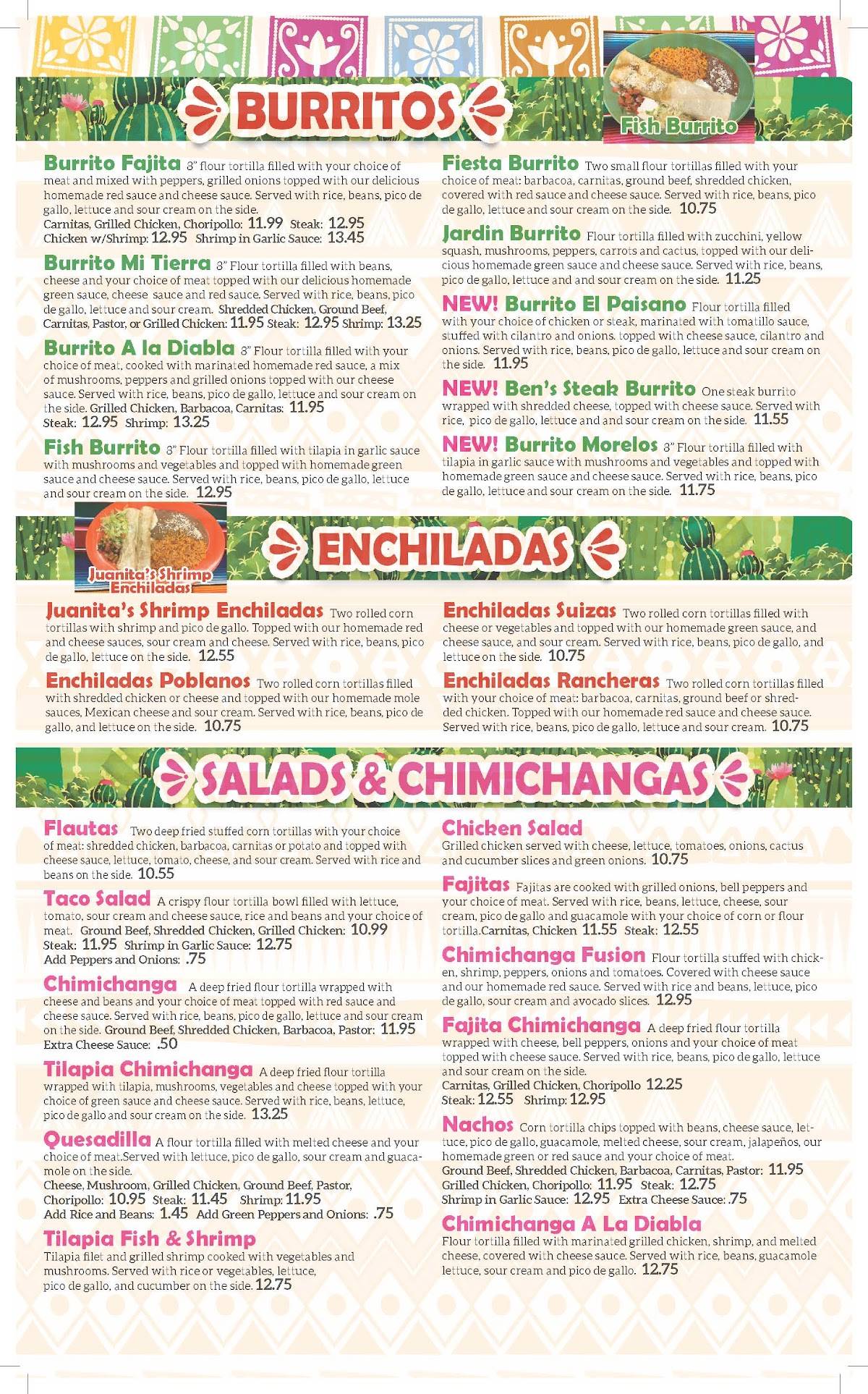 Menu at Mis Tres Flores restaurant, Waseca
