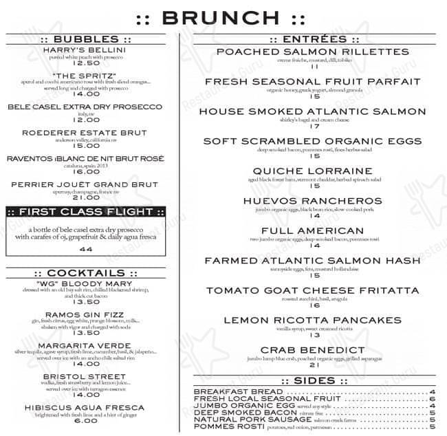 Menu at Water Grill restaurant, Costa Mesa