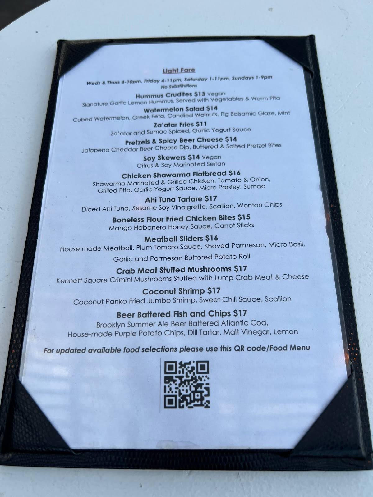 Menu at Watermark pub & bar, Asbury Park