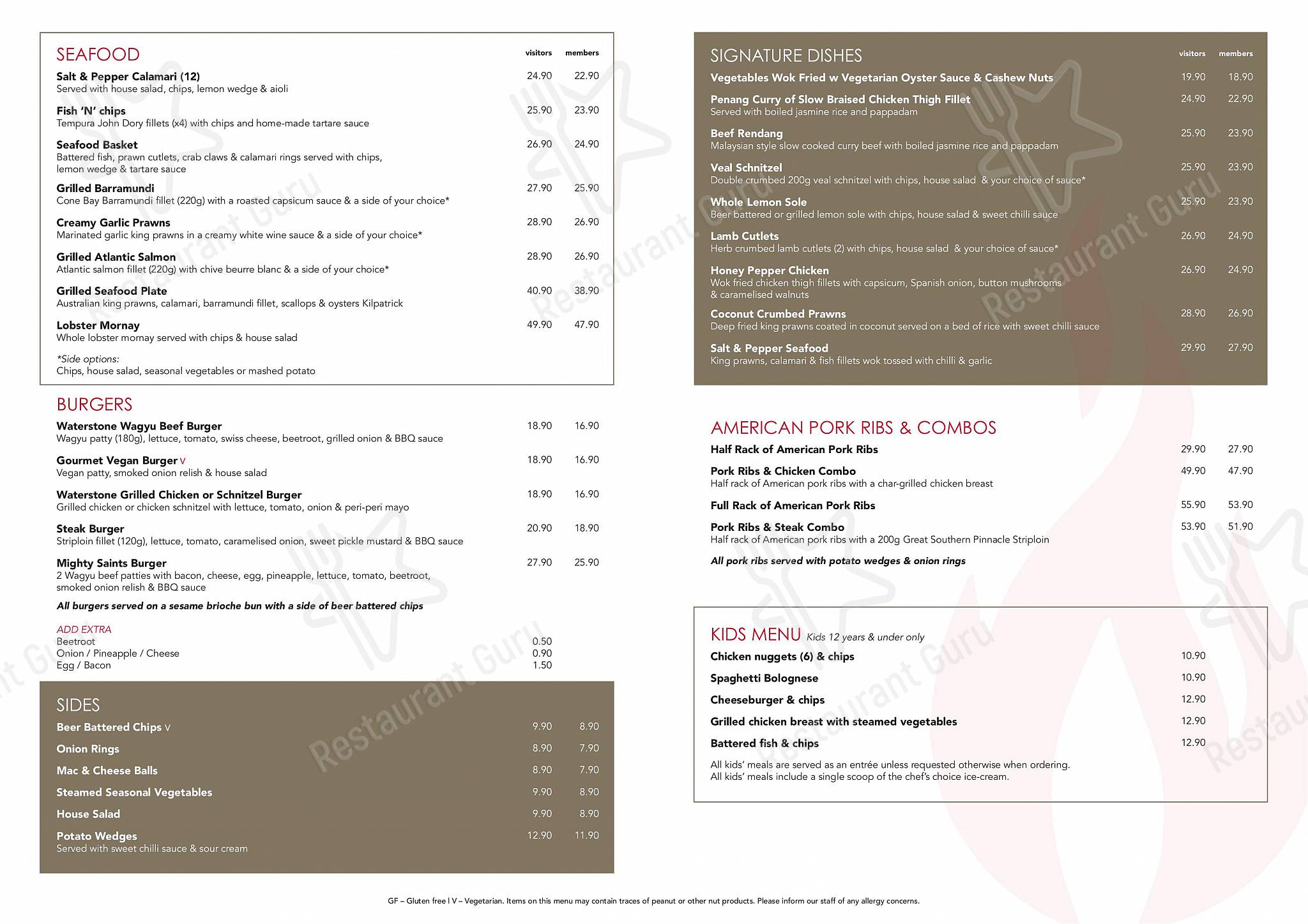 Menu at Waterstone Grill restaurant, North Saint Marys, St Marys ...