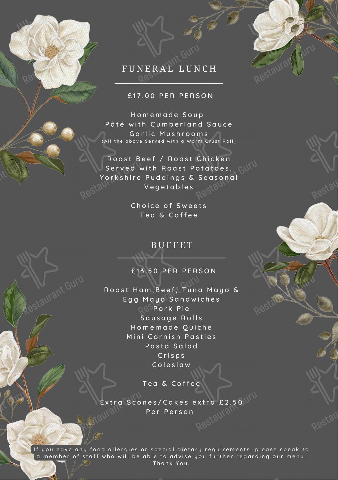 Menu at Waverley Hotel, Workington