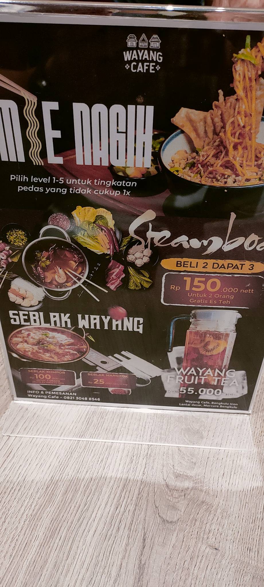 Menu at Wayang Cafe, Bengkulu
