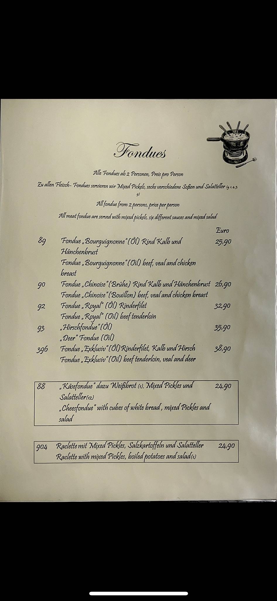 Menu at Weinhaus Schneider restaurant, Munich, Sparkassenstraße 1