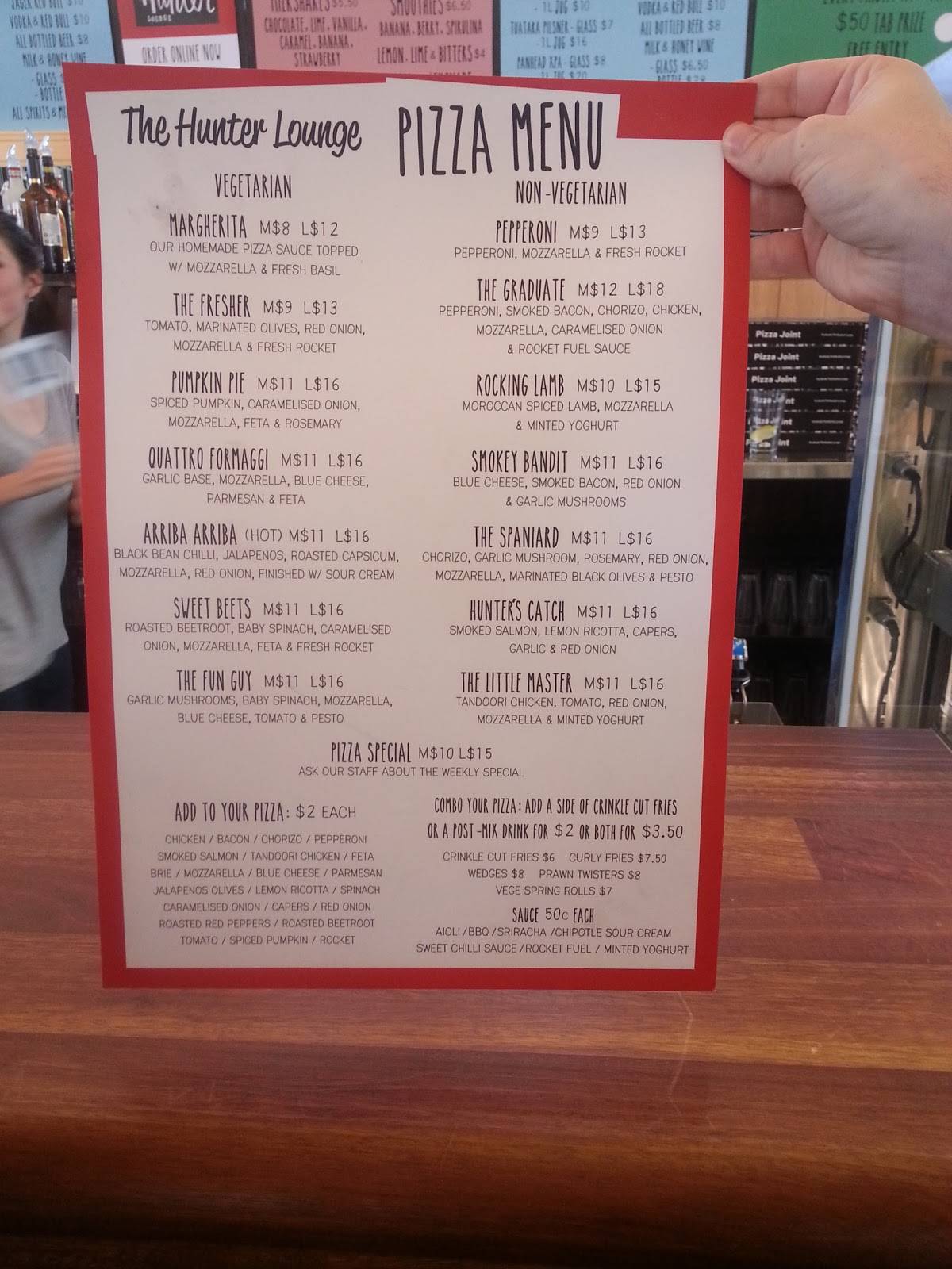 Menu at The Hunter Lounge pub & bar, Wellington