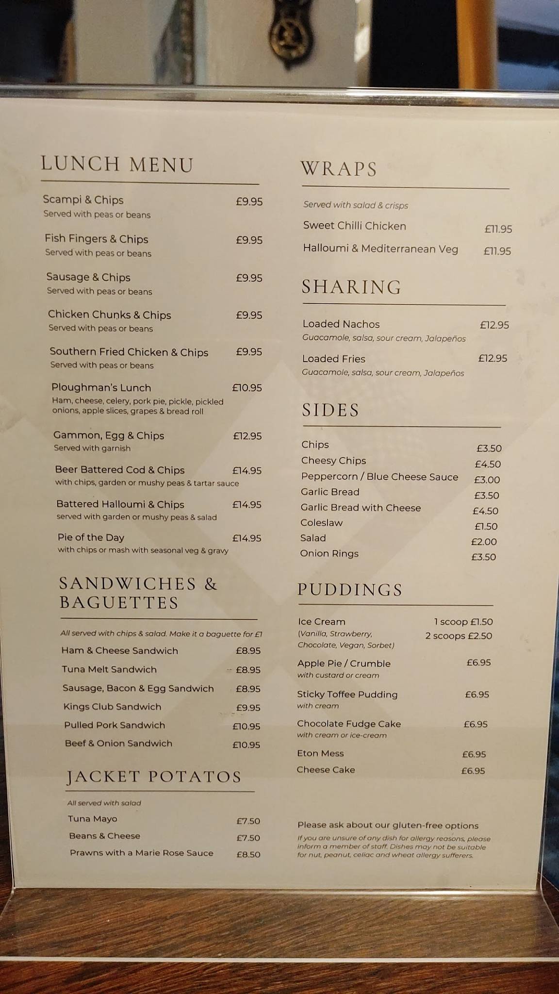 Menu at The Kings Head pub & bar, Welshpool, Park Rd