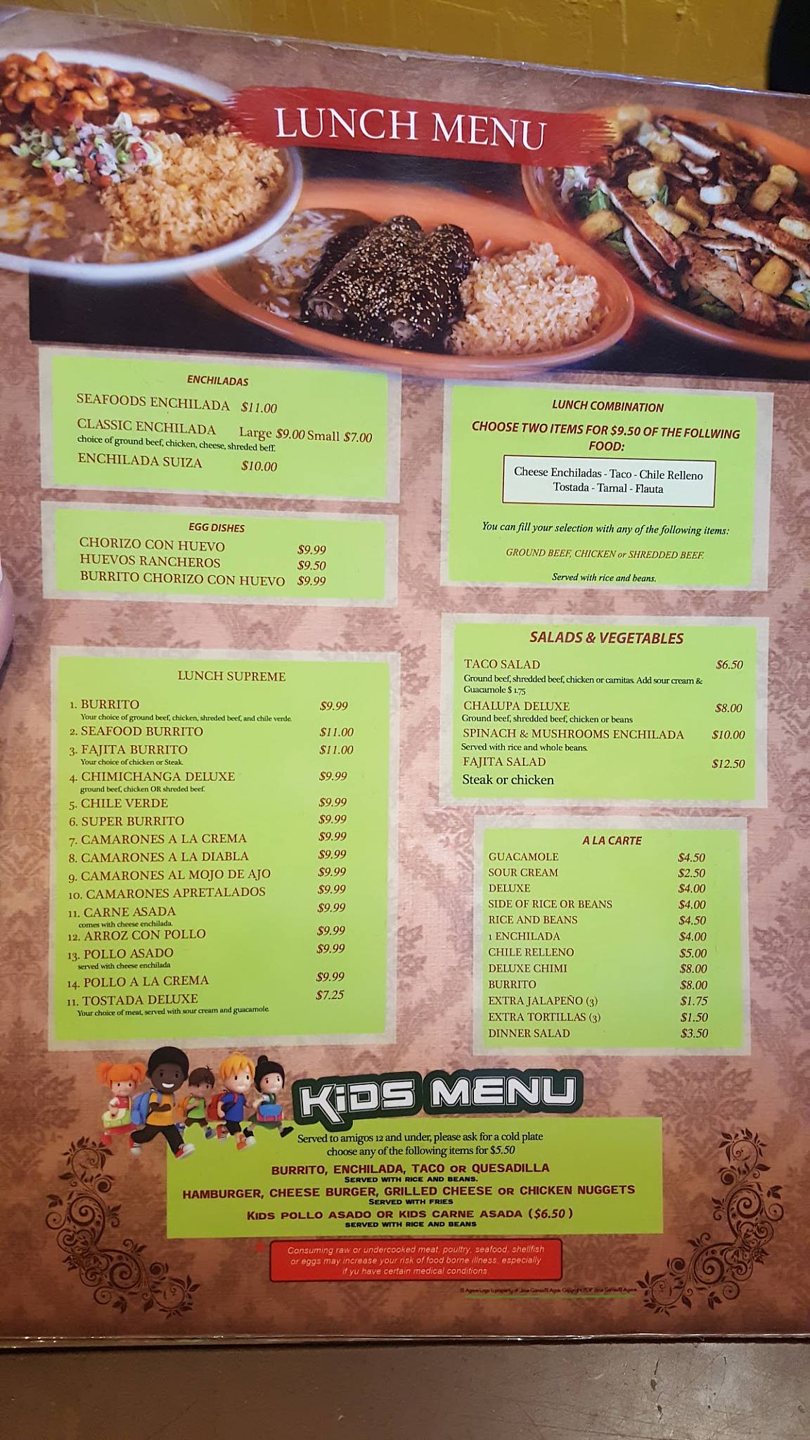 Menu at El Agave Authentic Mexican Restaurant, Wenatchee