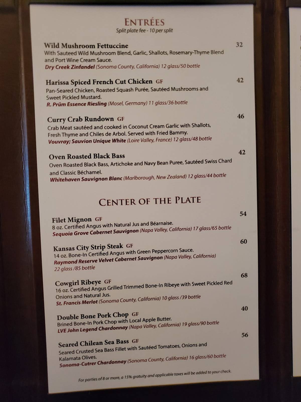Menu at Sinclair's Restaurant, West Baden Springs, W Baden Ave