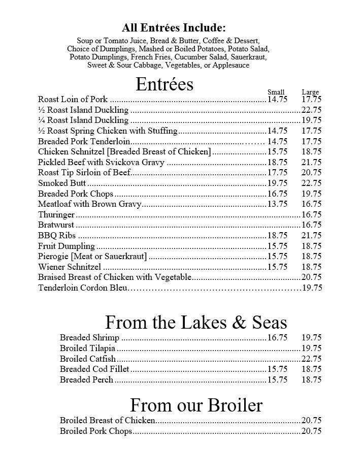 Menu at Westchester Inn restaurant, Westchester