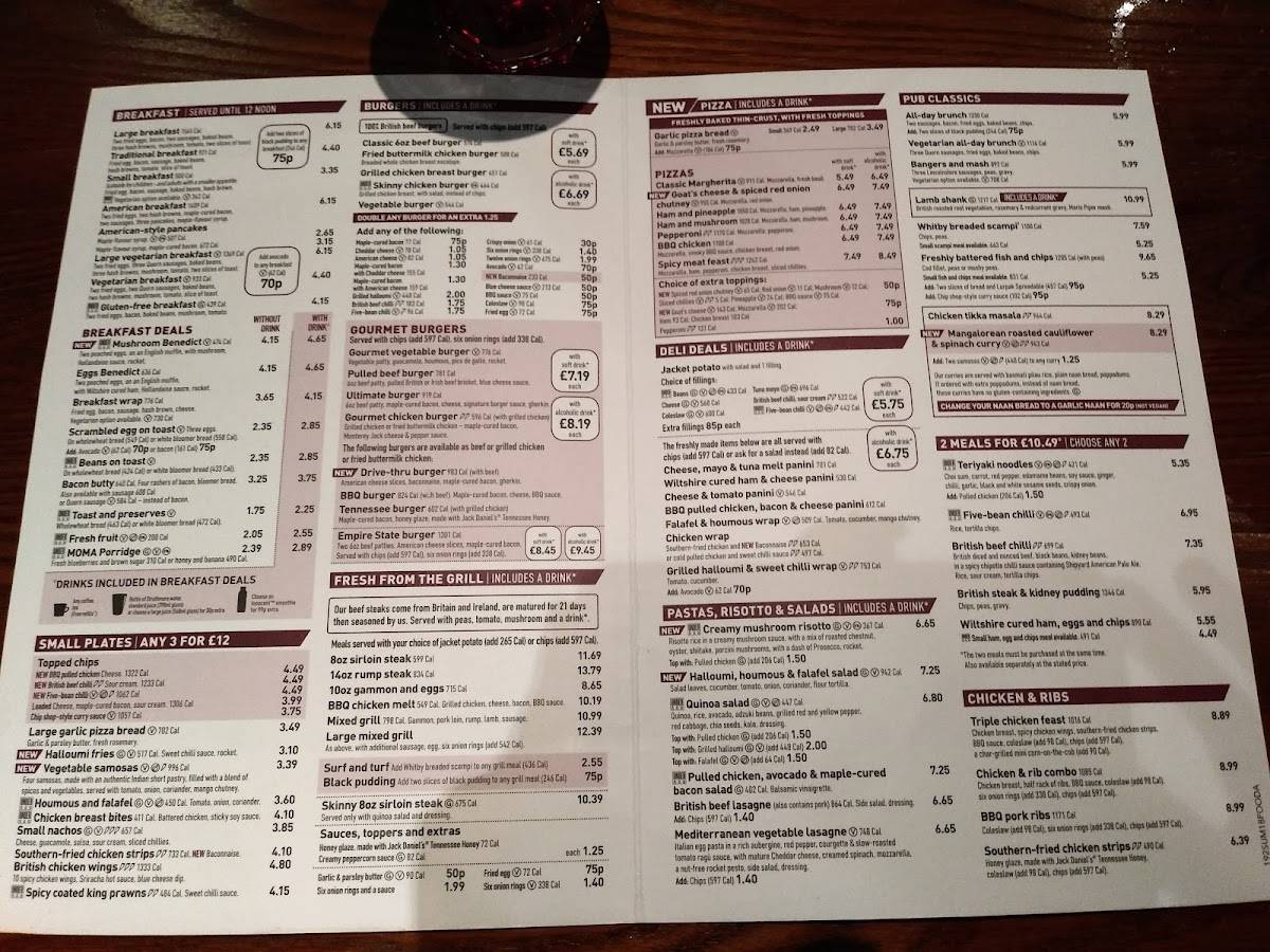 Menu at Wetherspoons pub & bar, Manchester, Piccadilly House