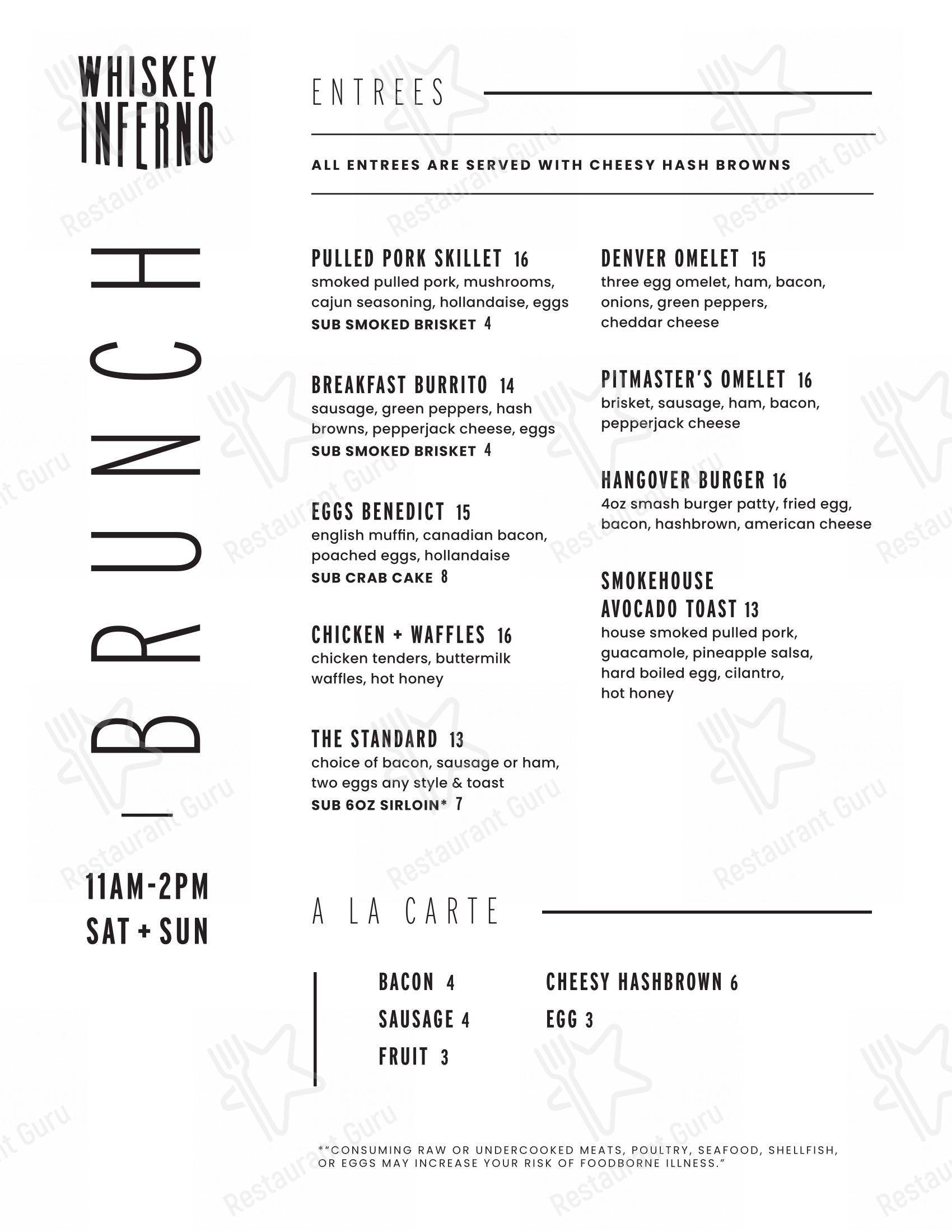 Menu at Whiskey Inferno Meat House & Craft Bar, Savage