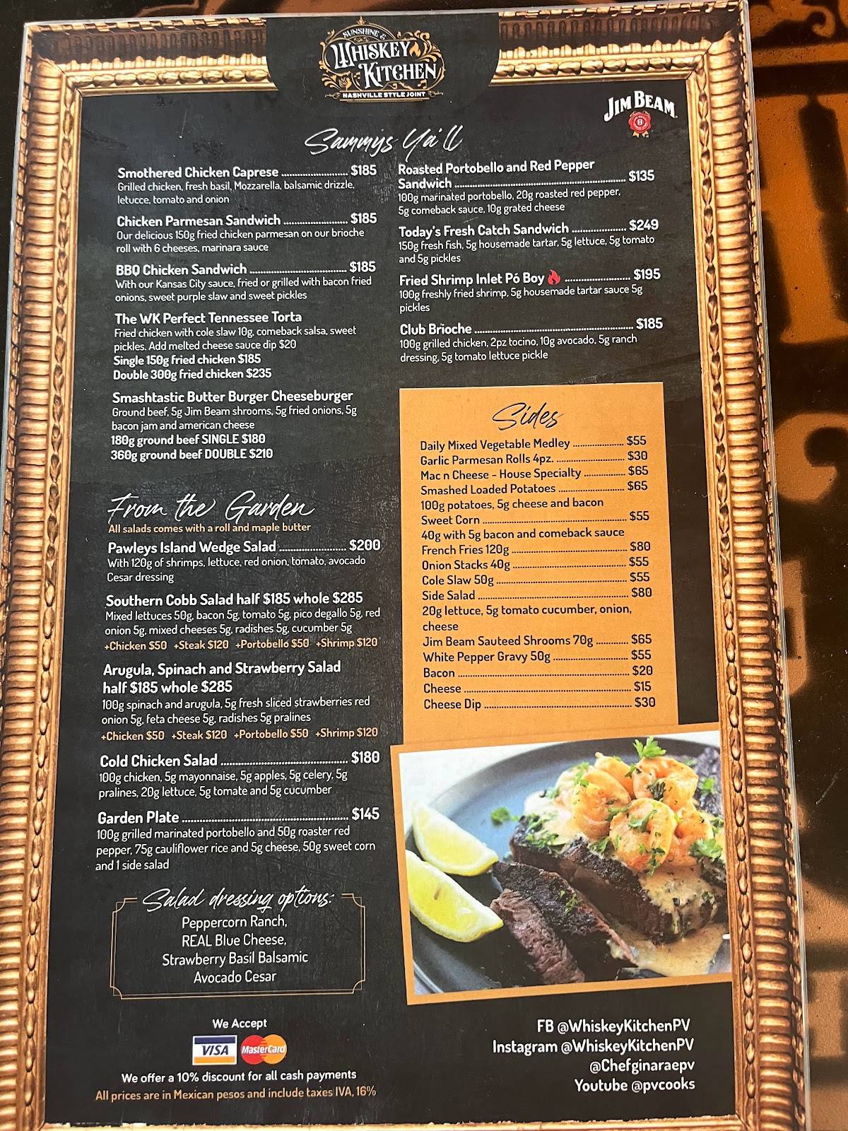 Menu at Whiskey Kitchen PV restaurant, Puerto Vallarta