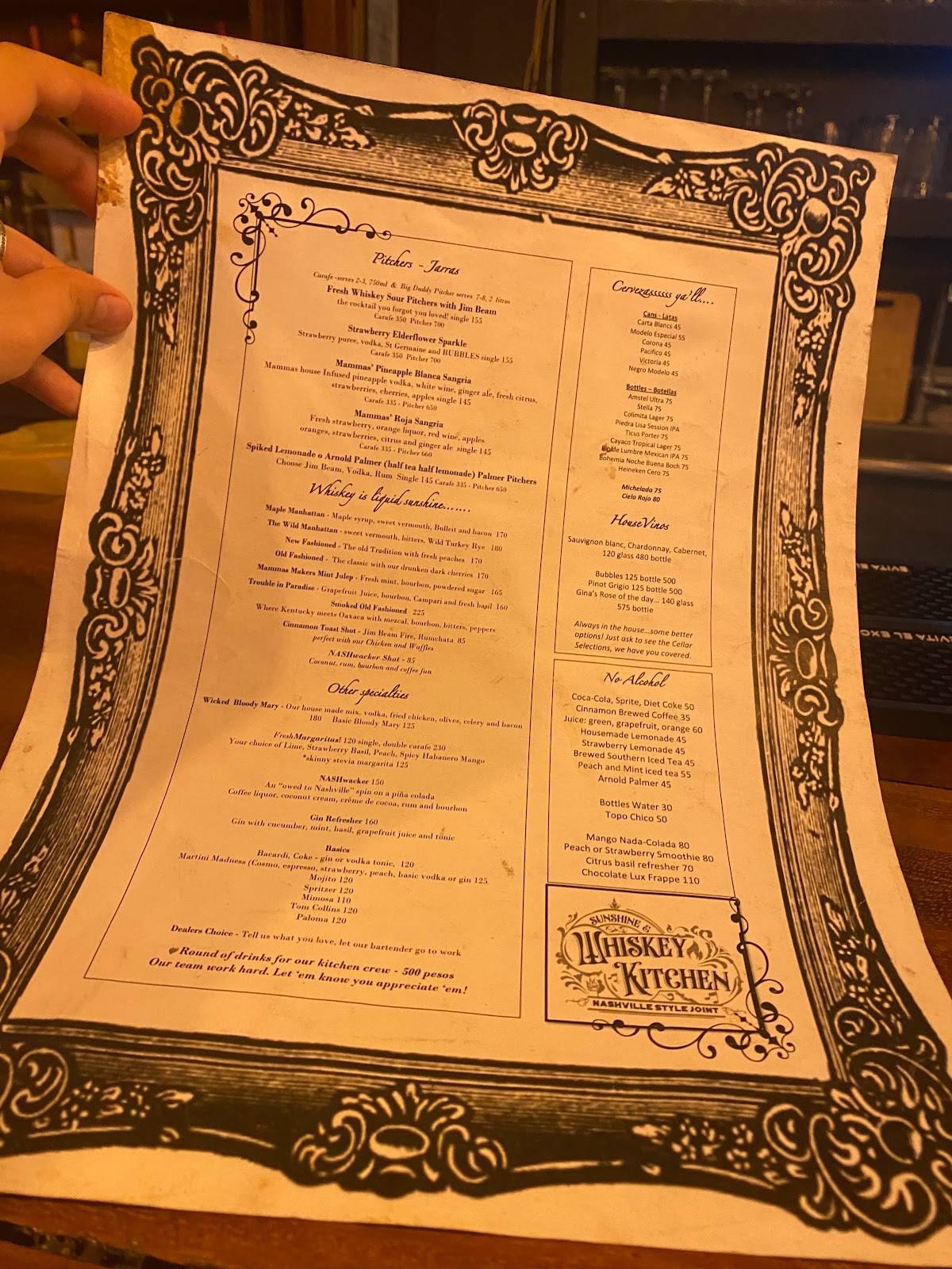 Menu at Whiskey Kitchen PV restaurant, Puerto Vallarta