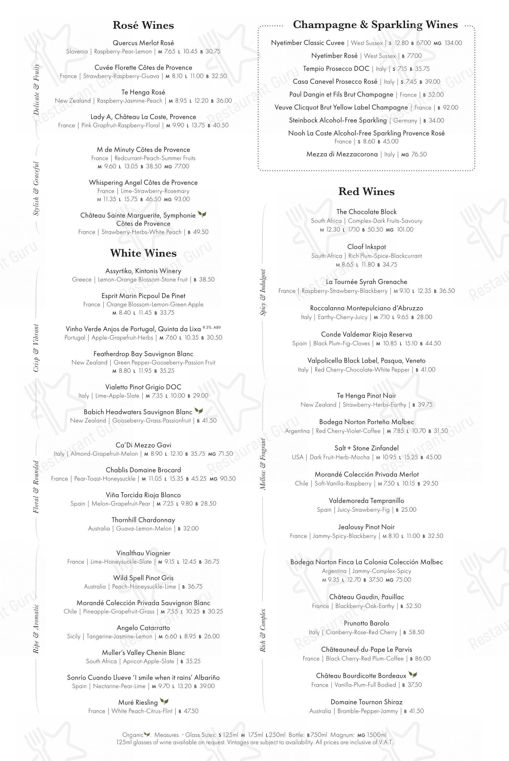 Menu at White Bear pub & bar, London, 138 Kennington Park Rd