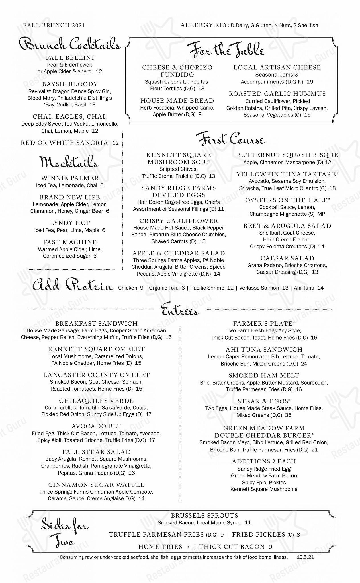 Carta de White Dog Cafe Haverford, Haverford, 379 Lancaster Ave