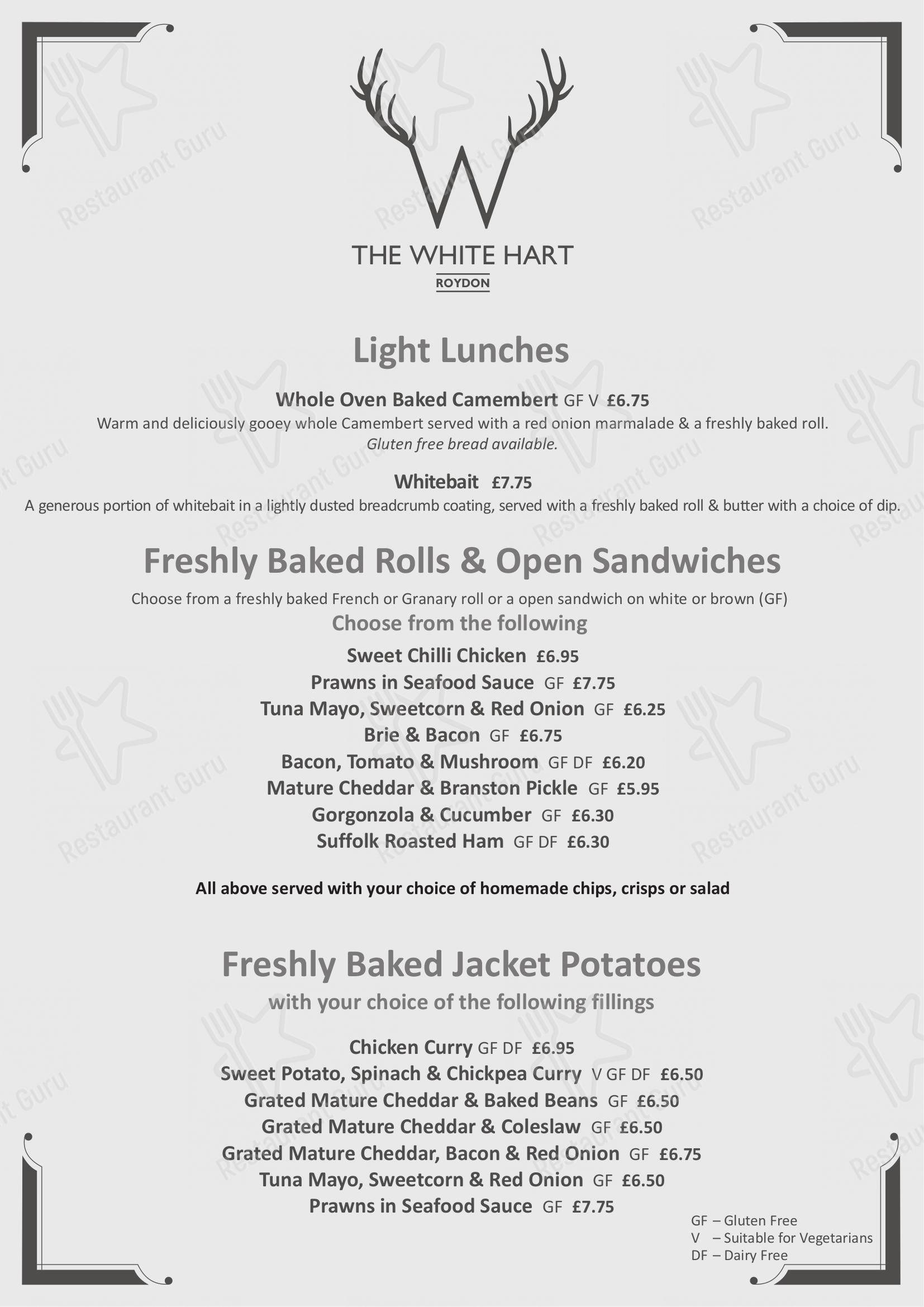 Menu at Roydon White Hart, Diss Norfolk pub & bar, Diss