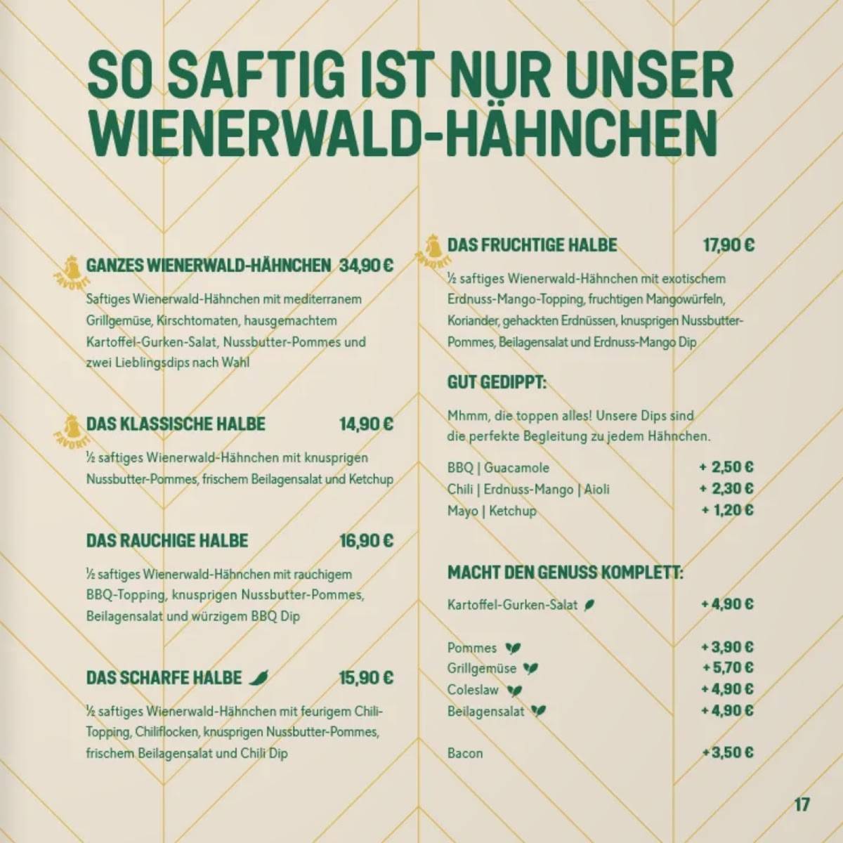 Speisekarte von Wienerwald Torfhaus restaurant, Altenau