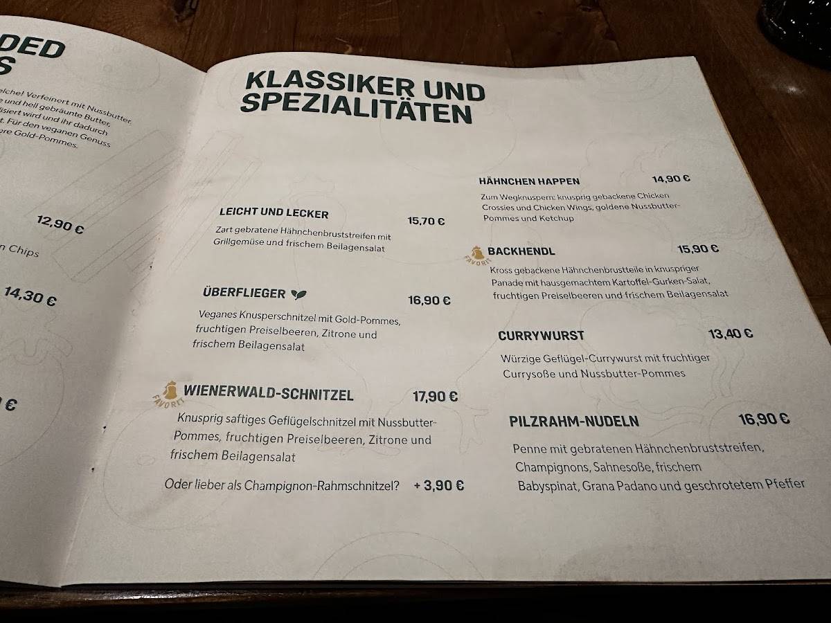 Speisekarte von Wienerwald Torfhaus restaurant, Altenau
