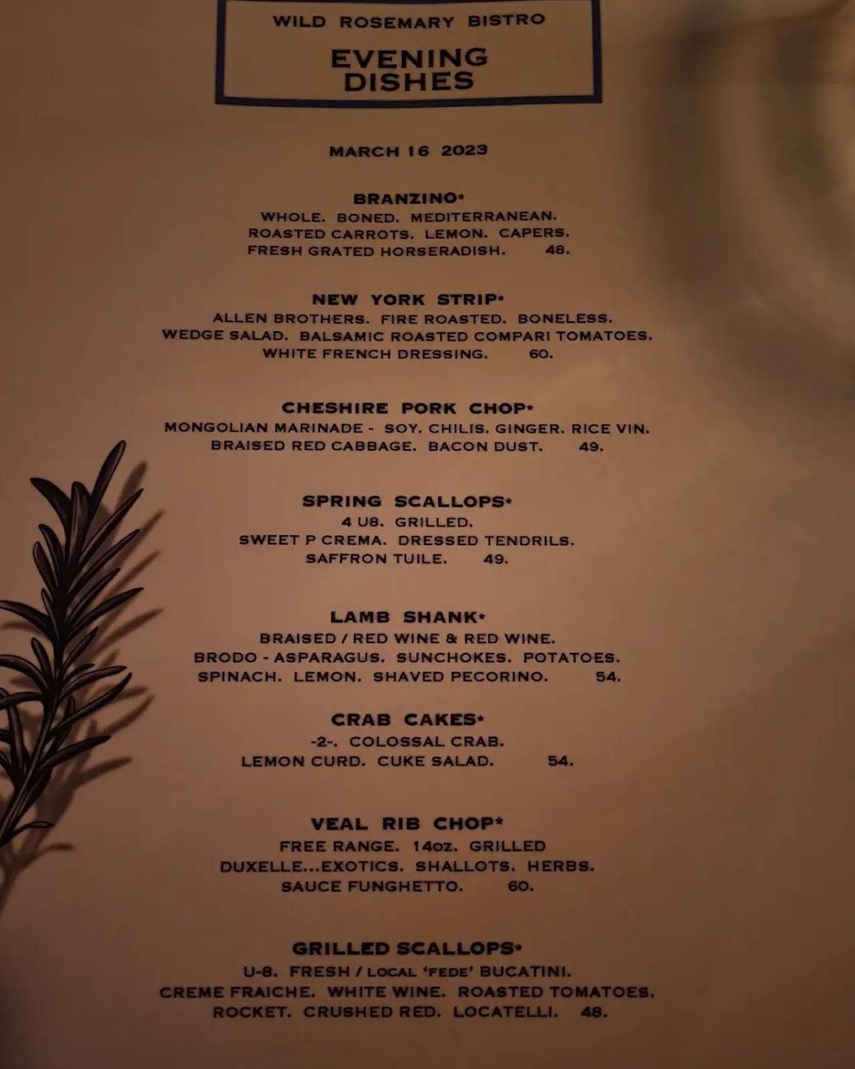 Menu at Wild Rosemary Bistro desserts, Pittsburgh