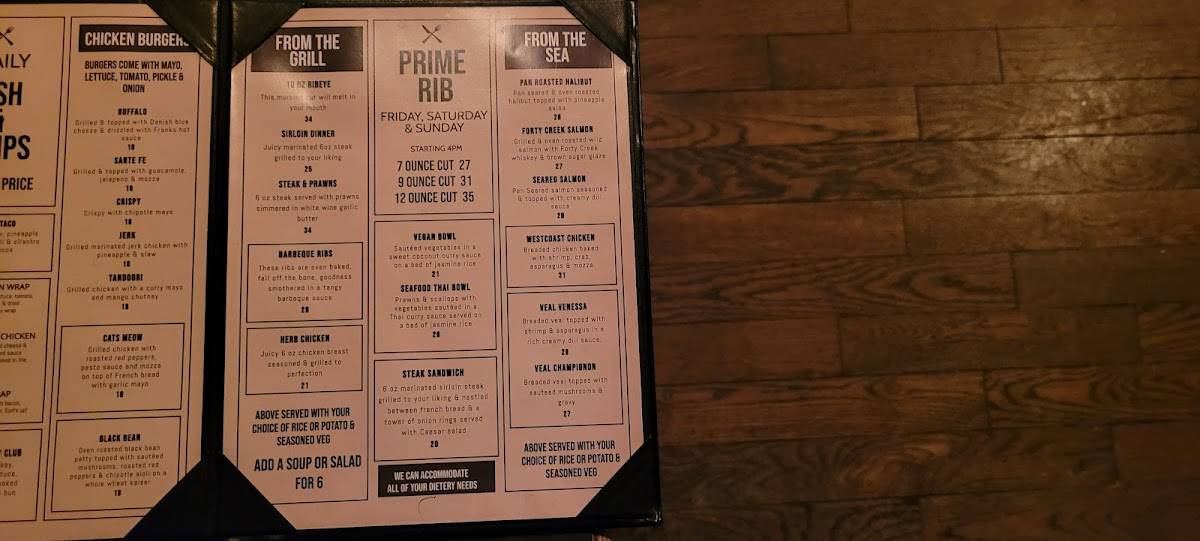 Menu at Wildcat Grill steakhouse, Chilliwack, Yale Rd