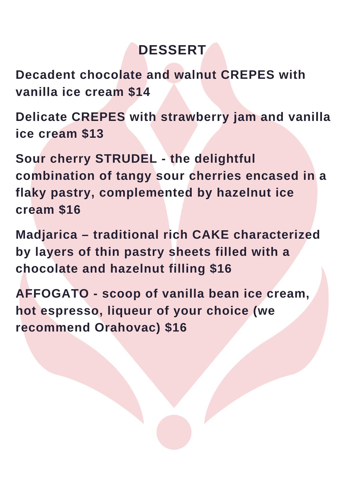 Menu at Ragusa Restaurant & Bar, Williamstown