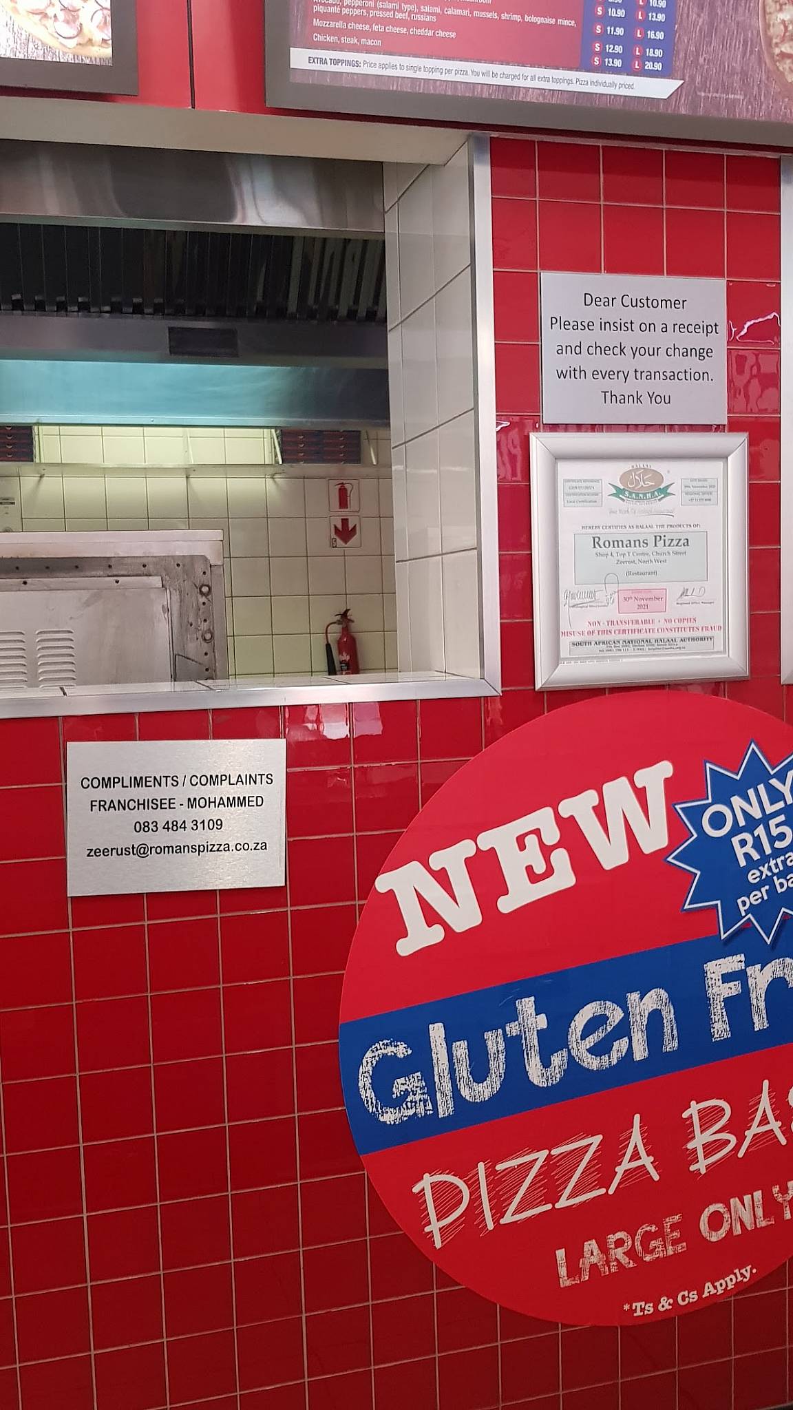 Menu at Wimpy restaurant, Brits, and Maple Ridge