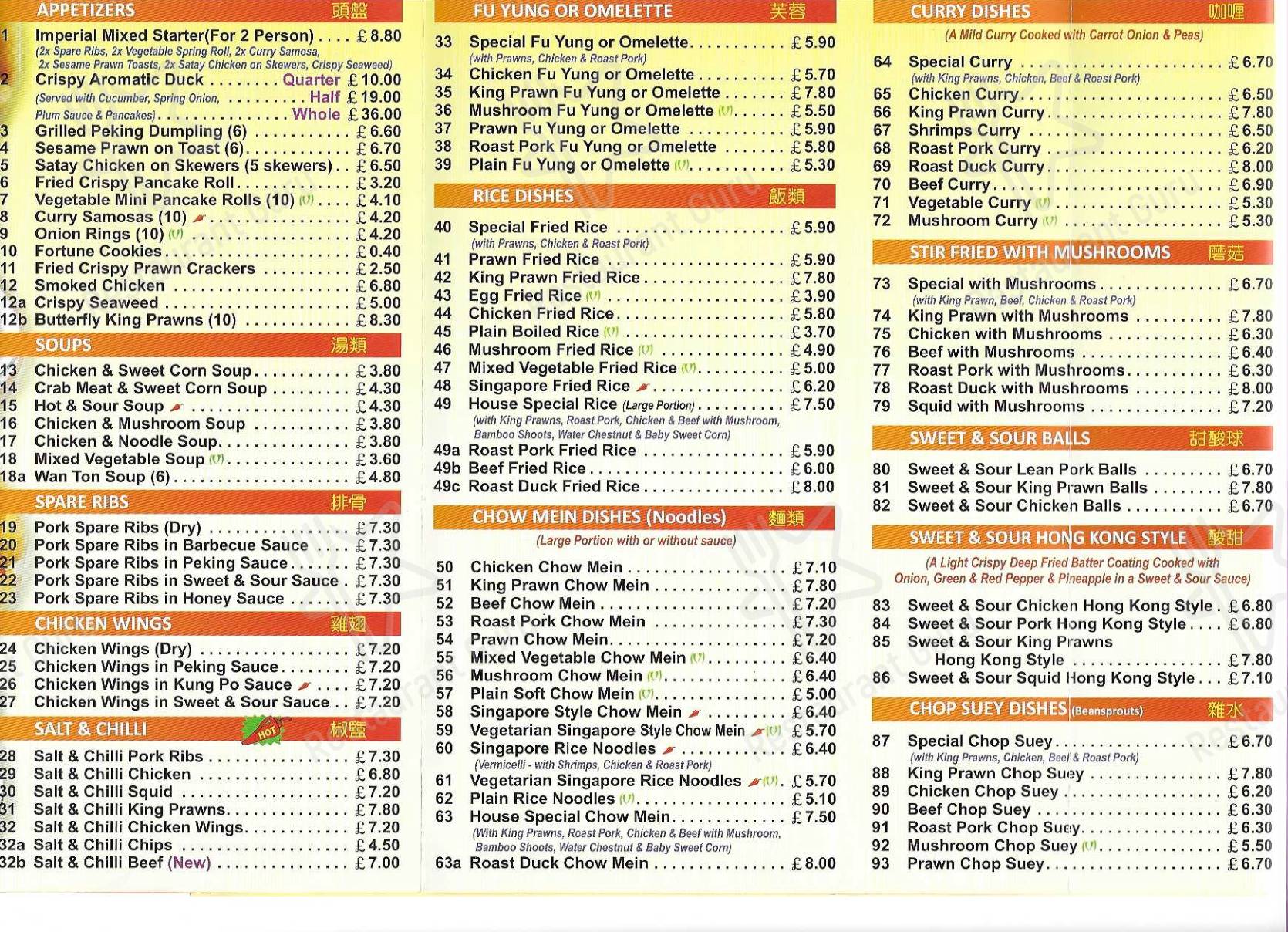 Menu at Jade Garden restaurant, Windsor