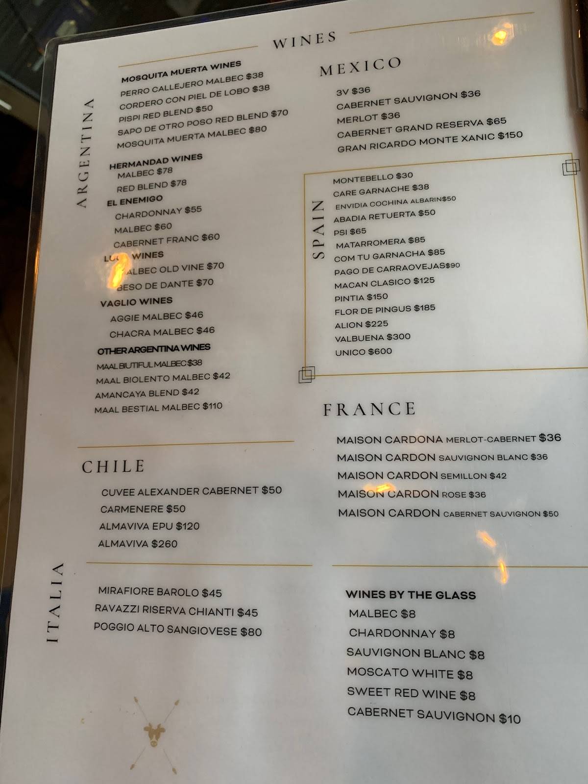 Menu at Winecow argentina steak house pub & bar, McAllen