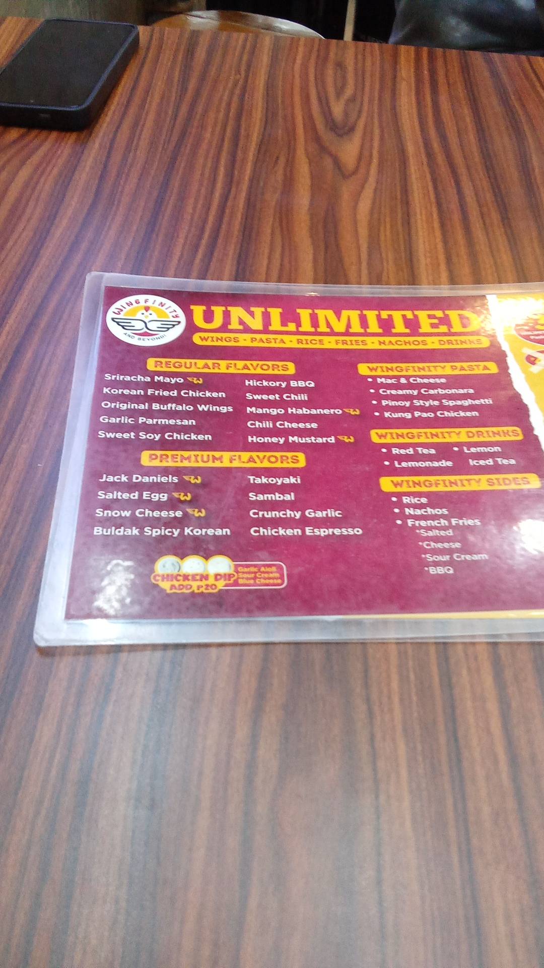 Menu at Wingfinity - Visayas Ave. restaurant, Quezon City