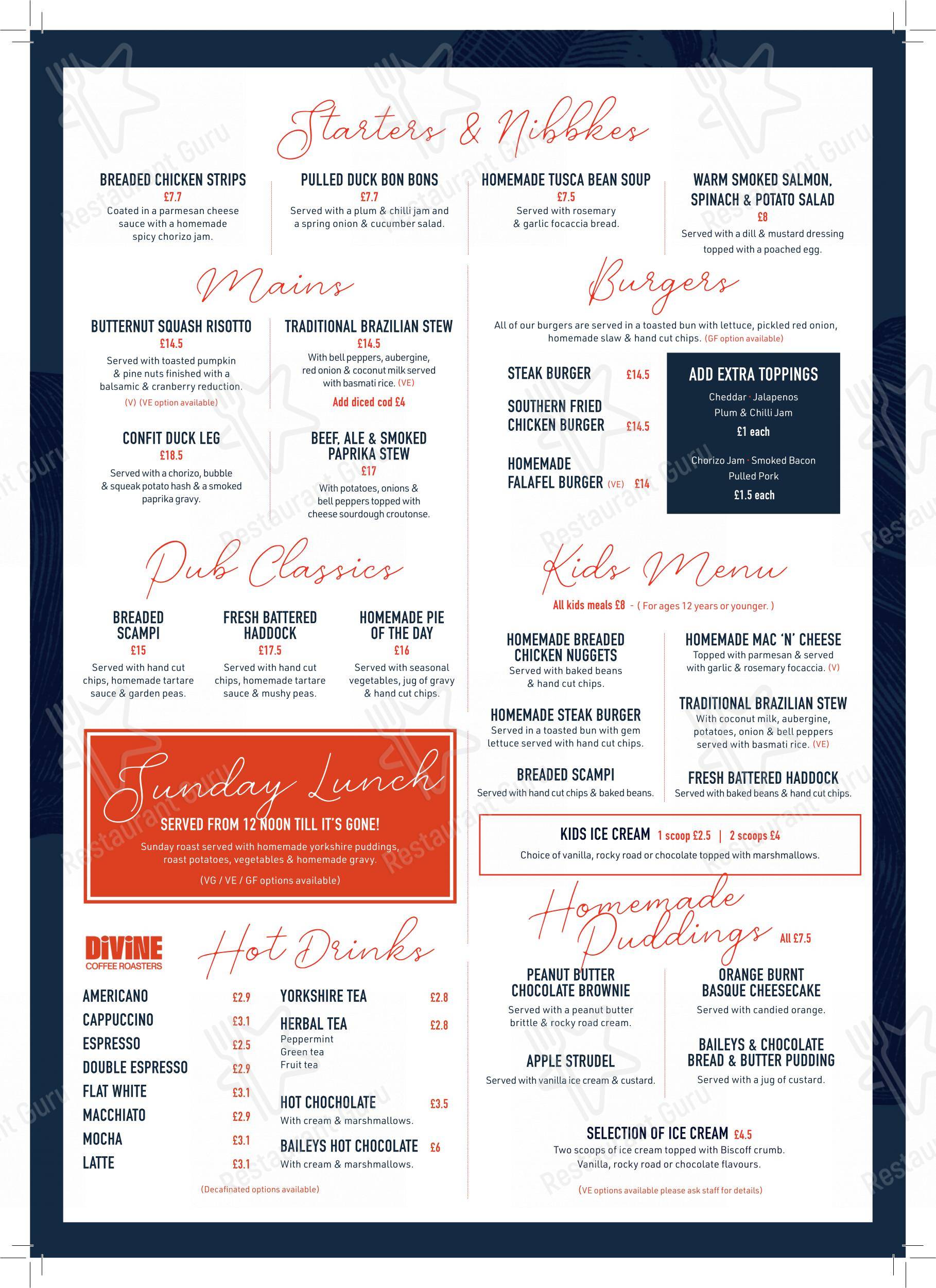 Menu at Winning Post, York pub & bar, York
