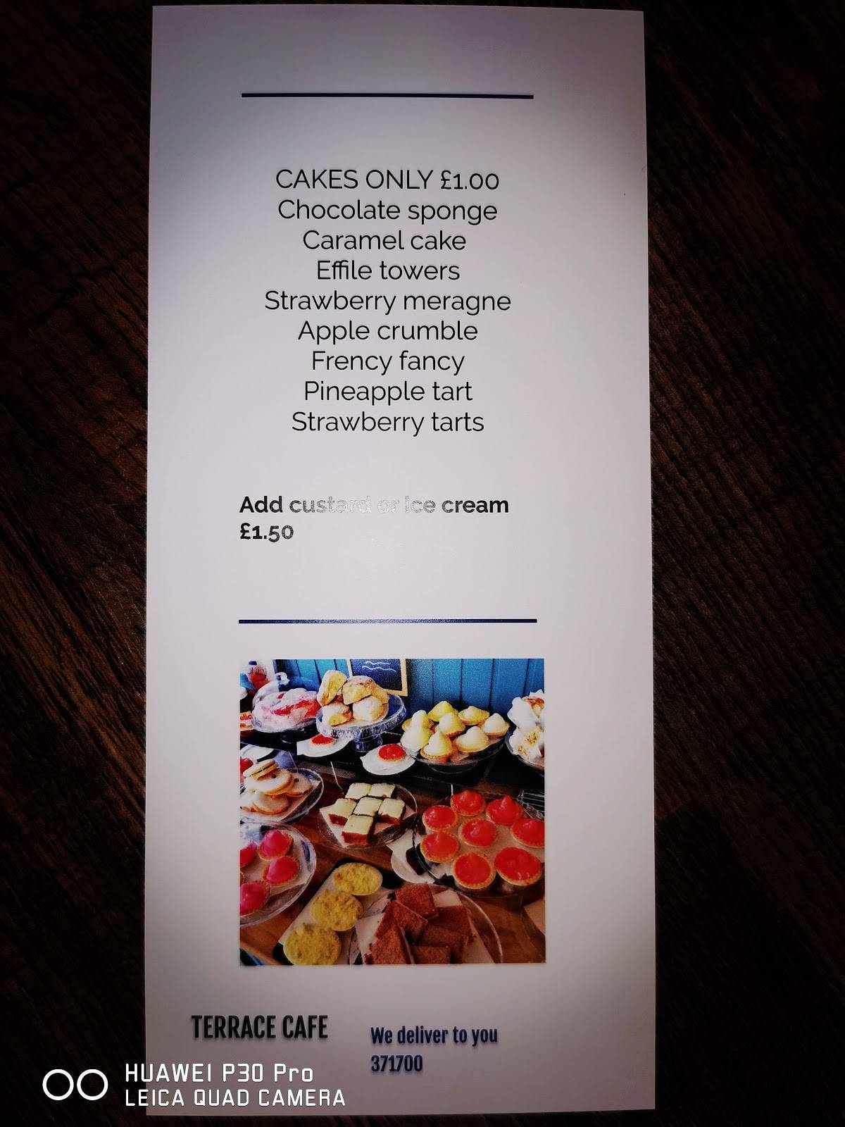 Menu at The Terrace Cafe, Wishaw, 177 Main St