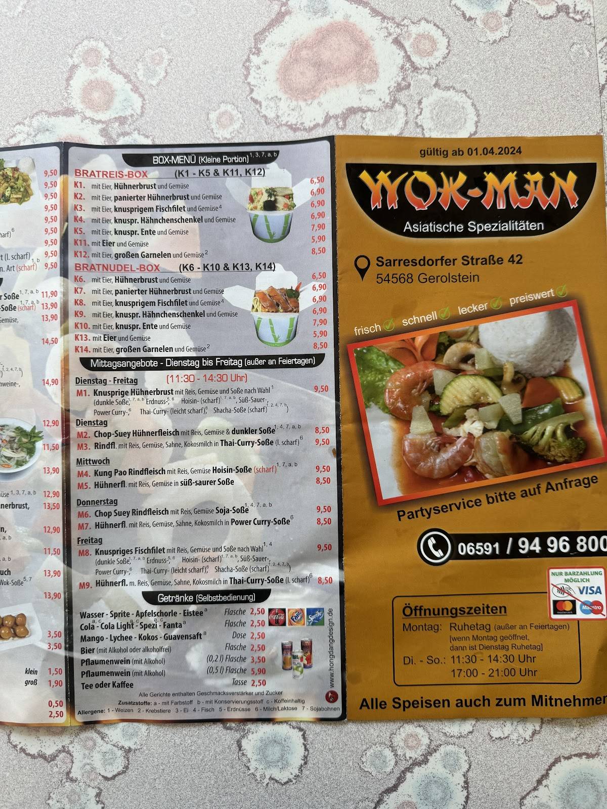 Menu at Wok-Man restaurant, Gerolstein