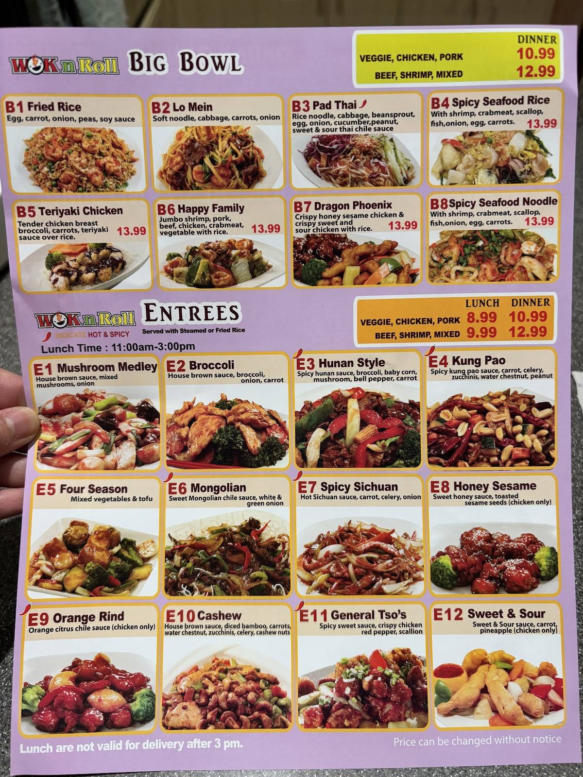 Menu at Wok N Roll restaurant, Grapevine