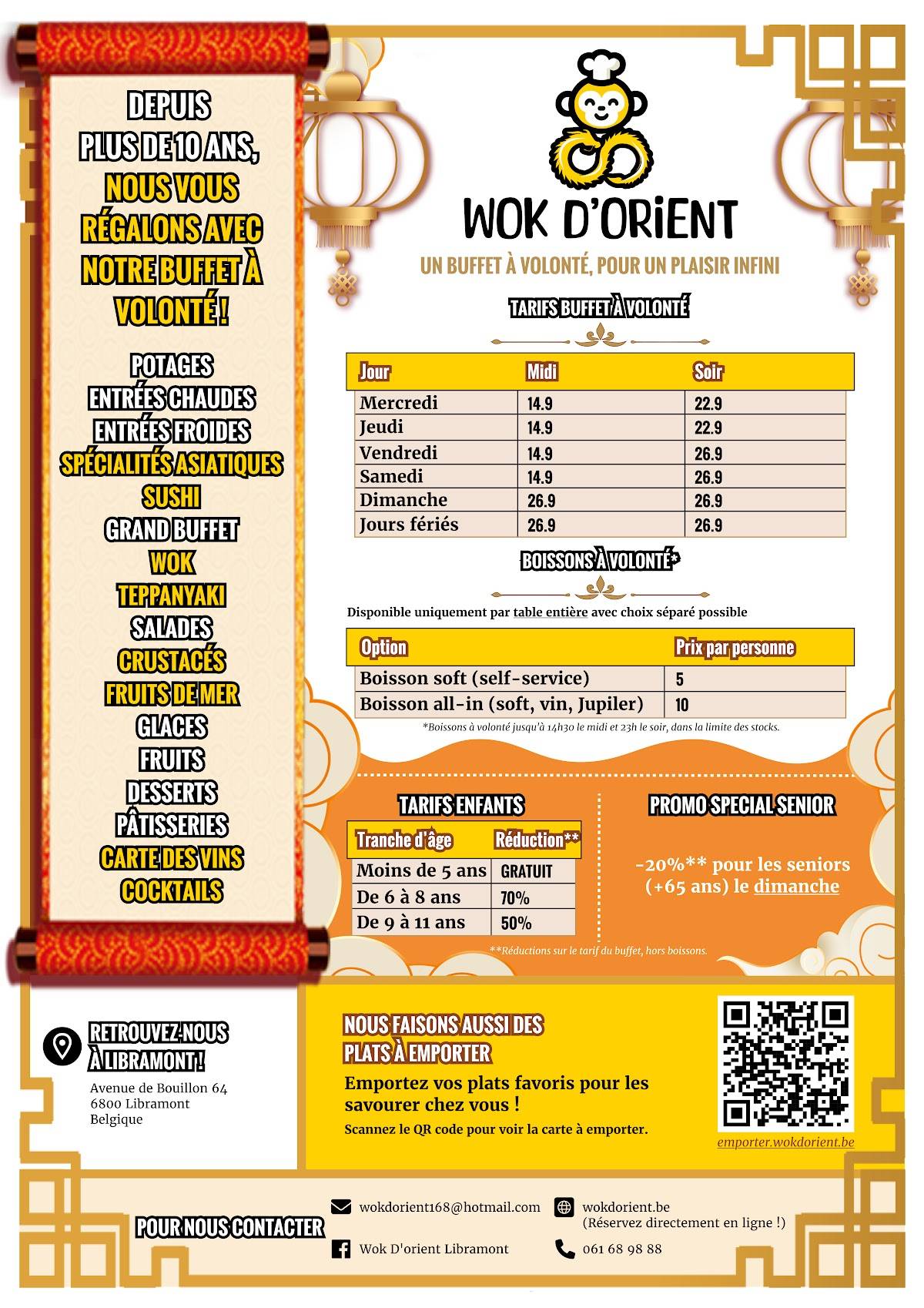 Menu au Wok d'Orient Libramont restaurant, Libramont-Chevigny