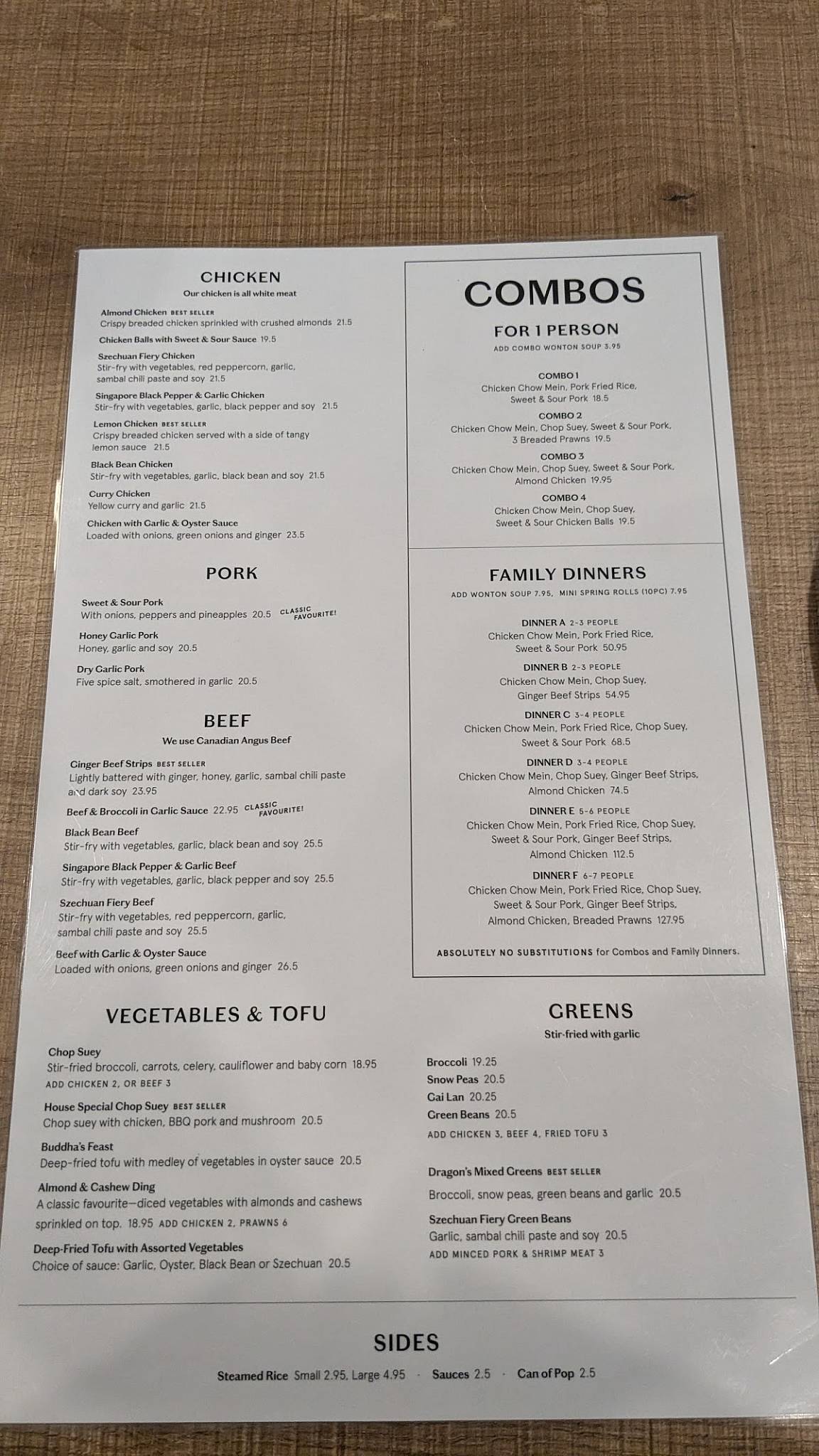 Menu at Woking Dragon restaurant, Langley Township