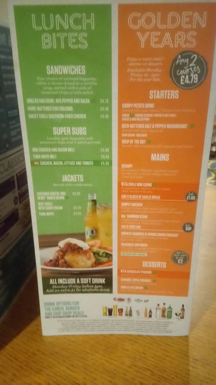 Menu at The Chestnut Tree pub & bar, Wolverhampton