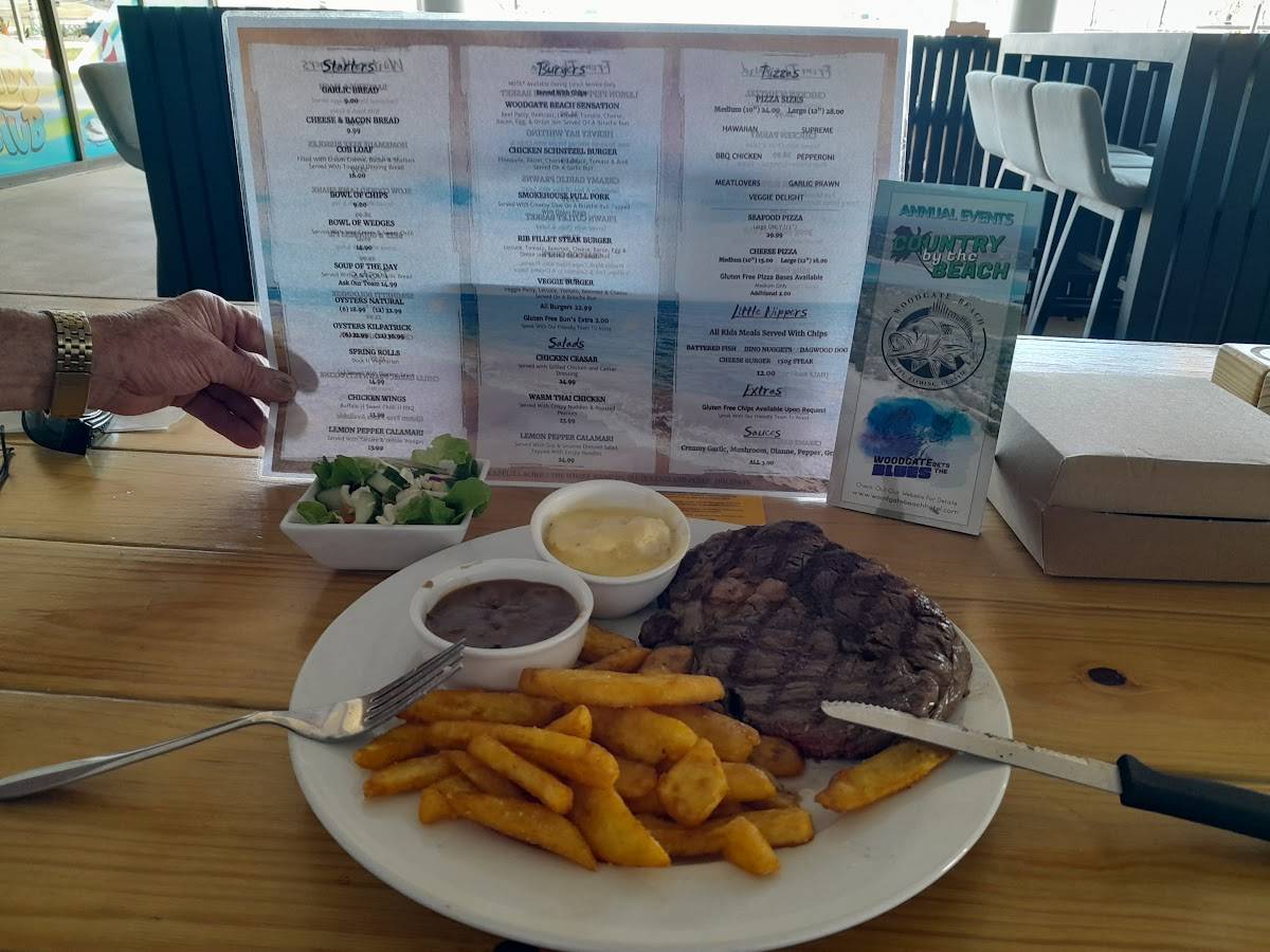 Menu at Woodgate Beach Hotel pub & bar, Australia