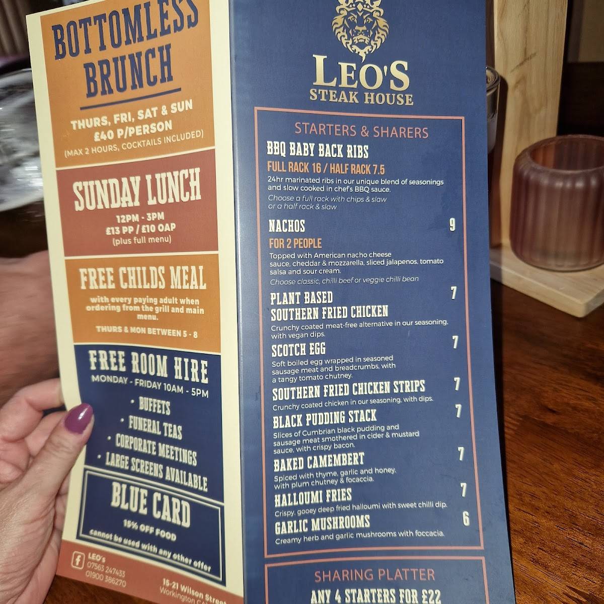 Menu at Leo's pub & bar, Workington
