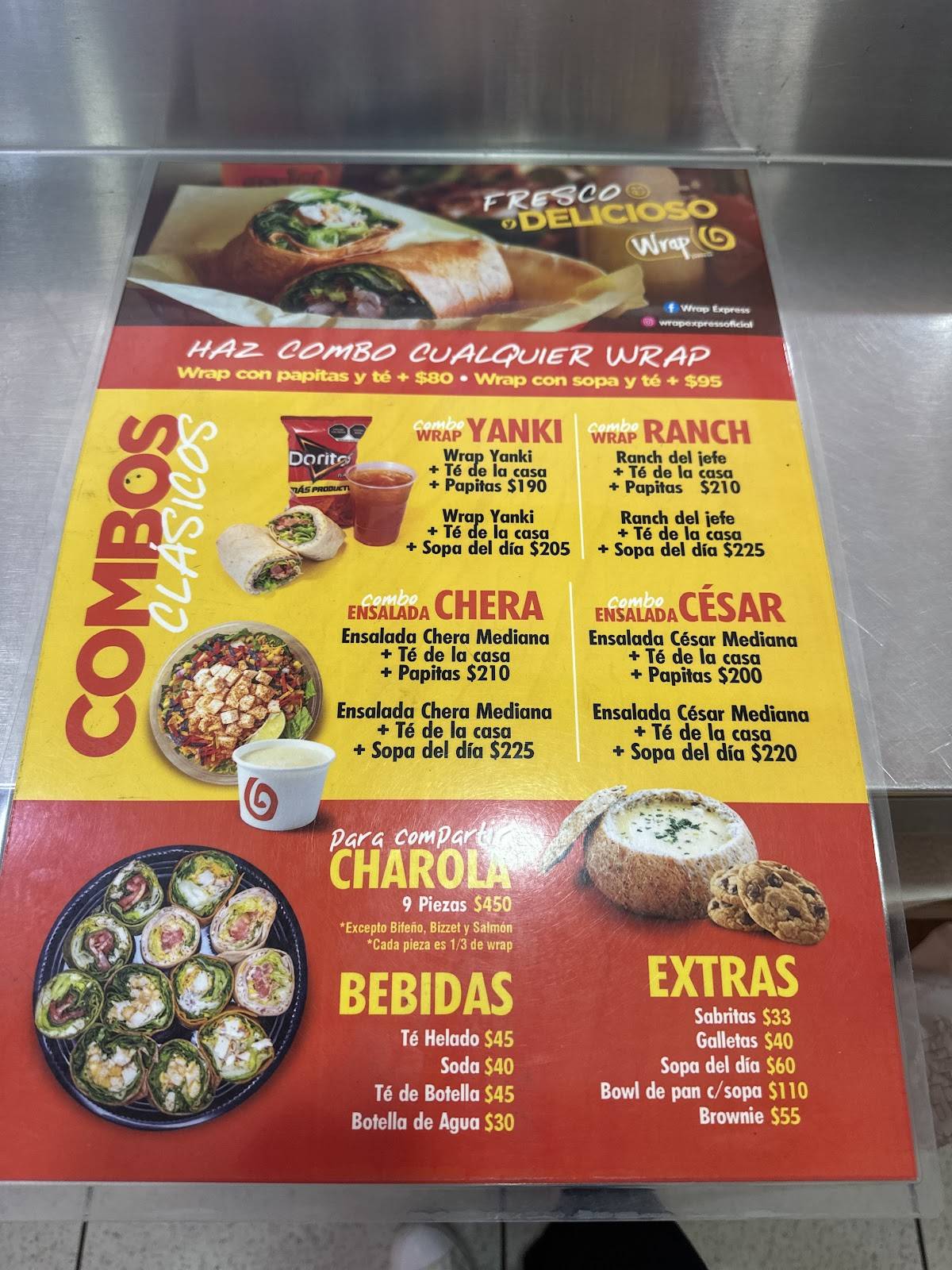 Carta del restaurante Wrap Express "Calle J", Mexicali, C. J 1801