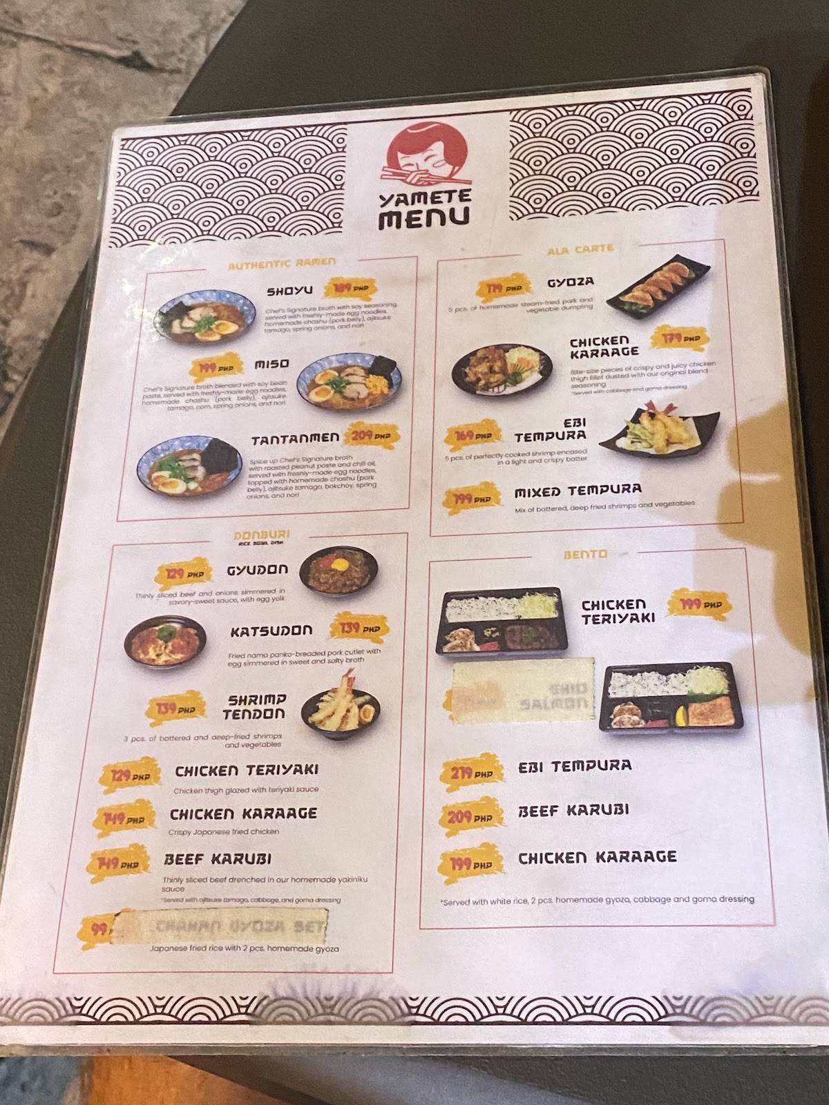 Carta del restaurante Yamete Makati, Makati