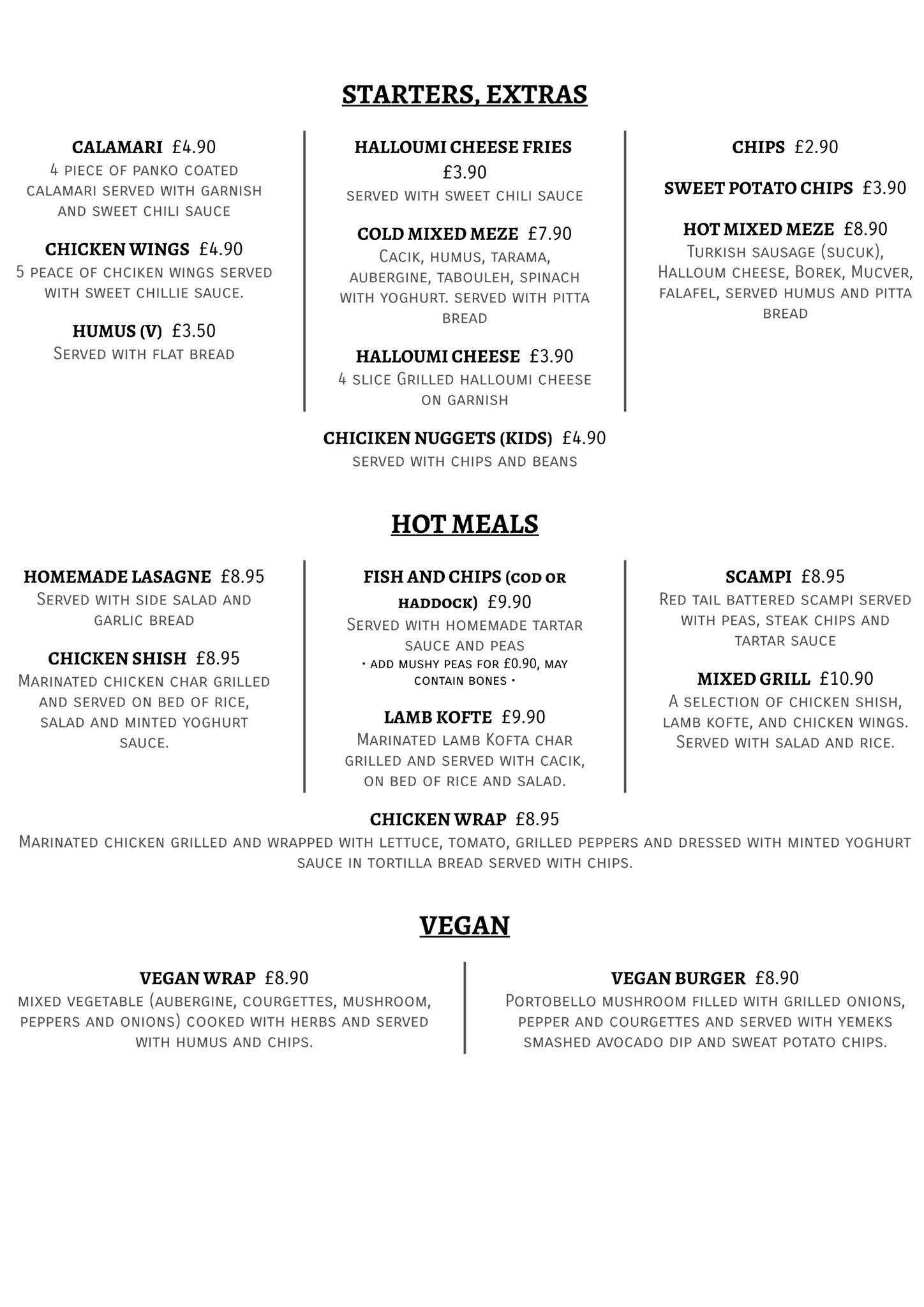 Menu at Yemek (hadleigh) cafe, Hadleigh, 253 London Rd