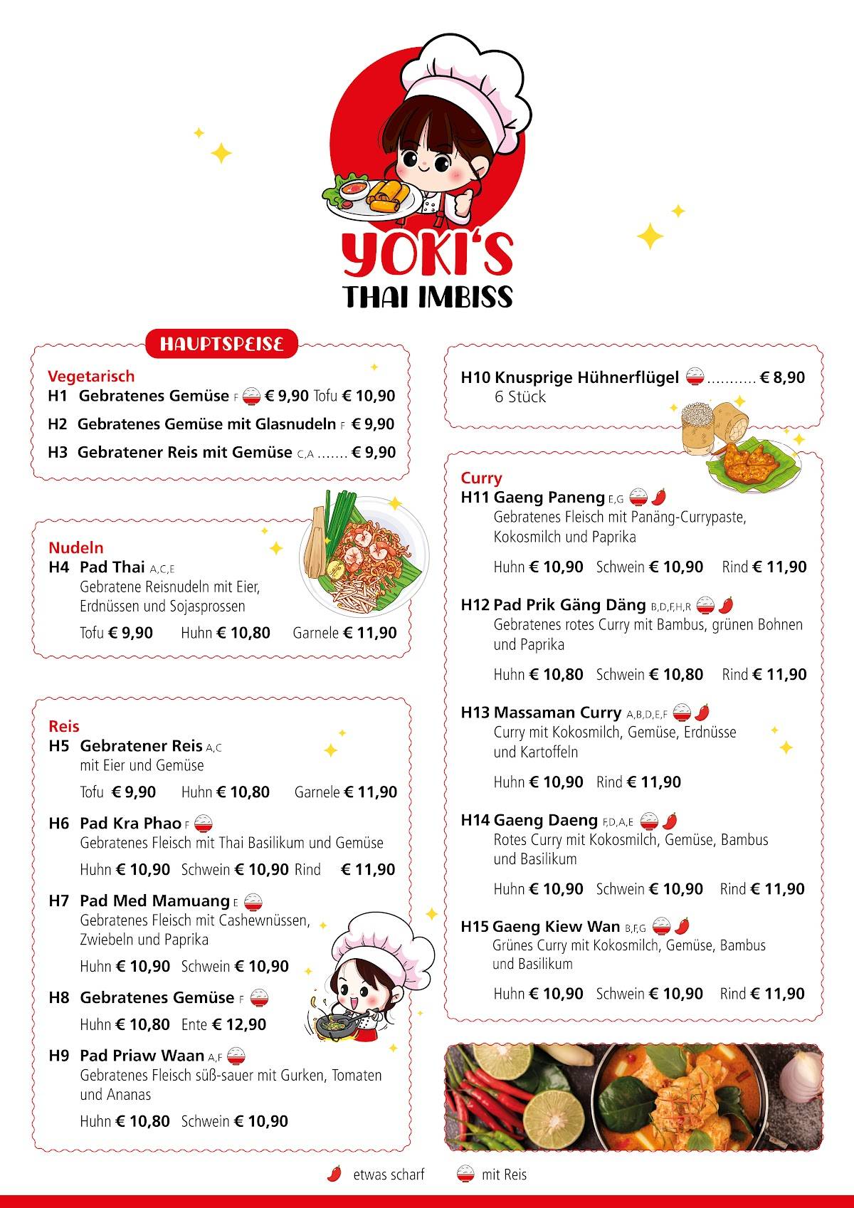 Menu at Yoki's Thai Imbiss pub & bar, Wels