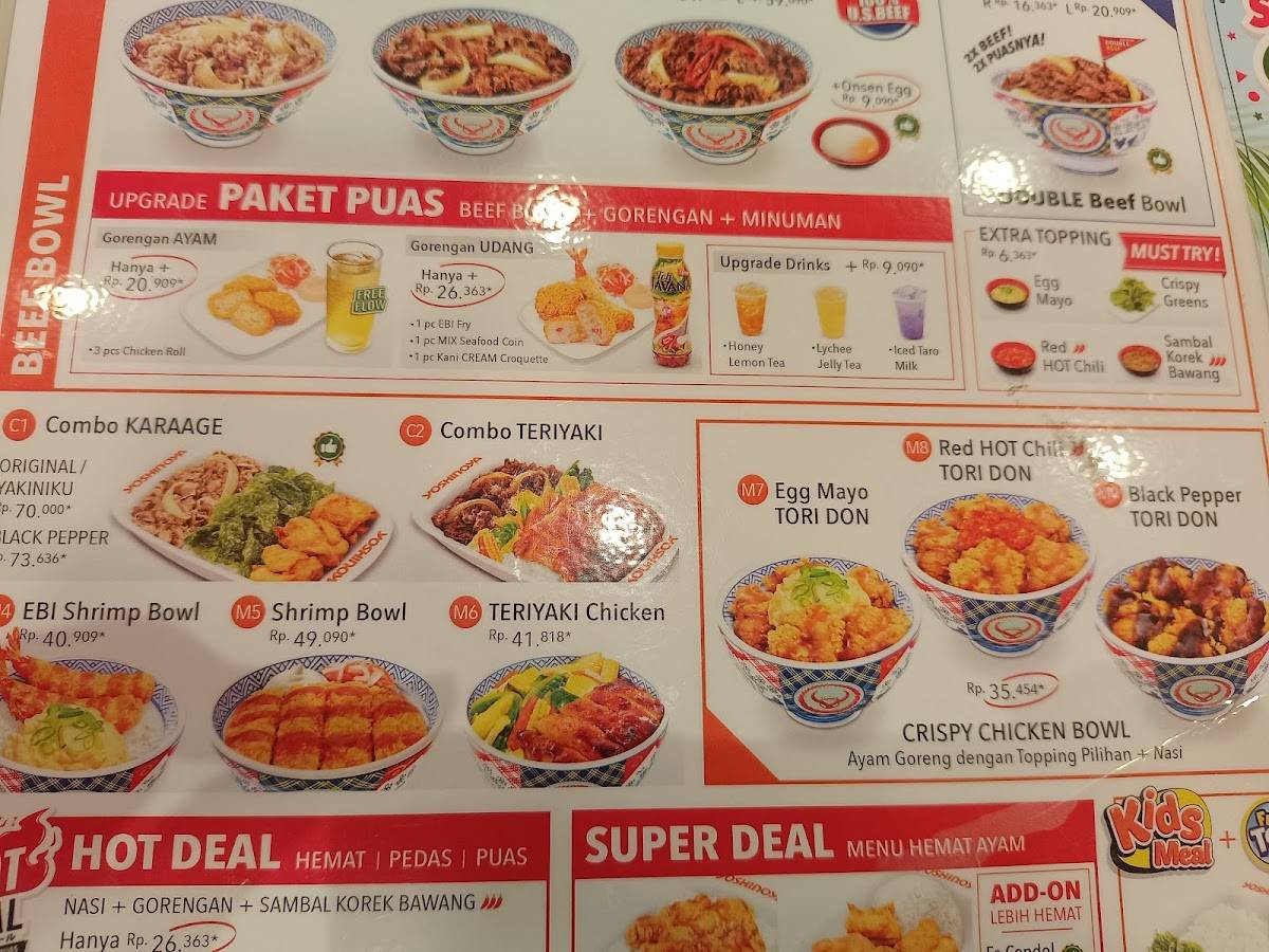 Carta del restaurante Yoshinoya Green Sedayu Mall, West Jakarta