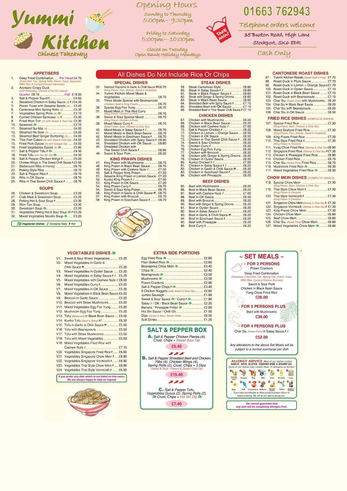 Menu at Yummi Kitchen restaurant, Stockport