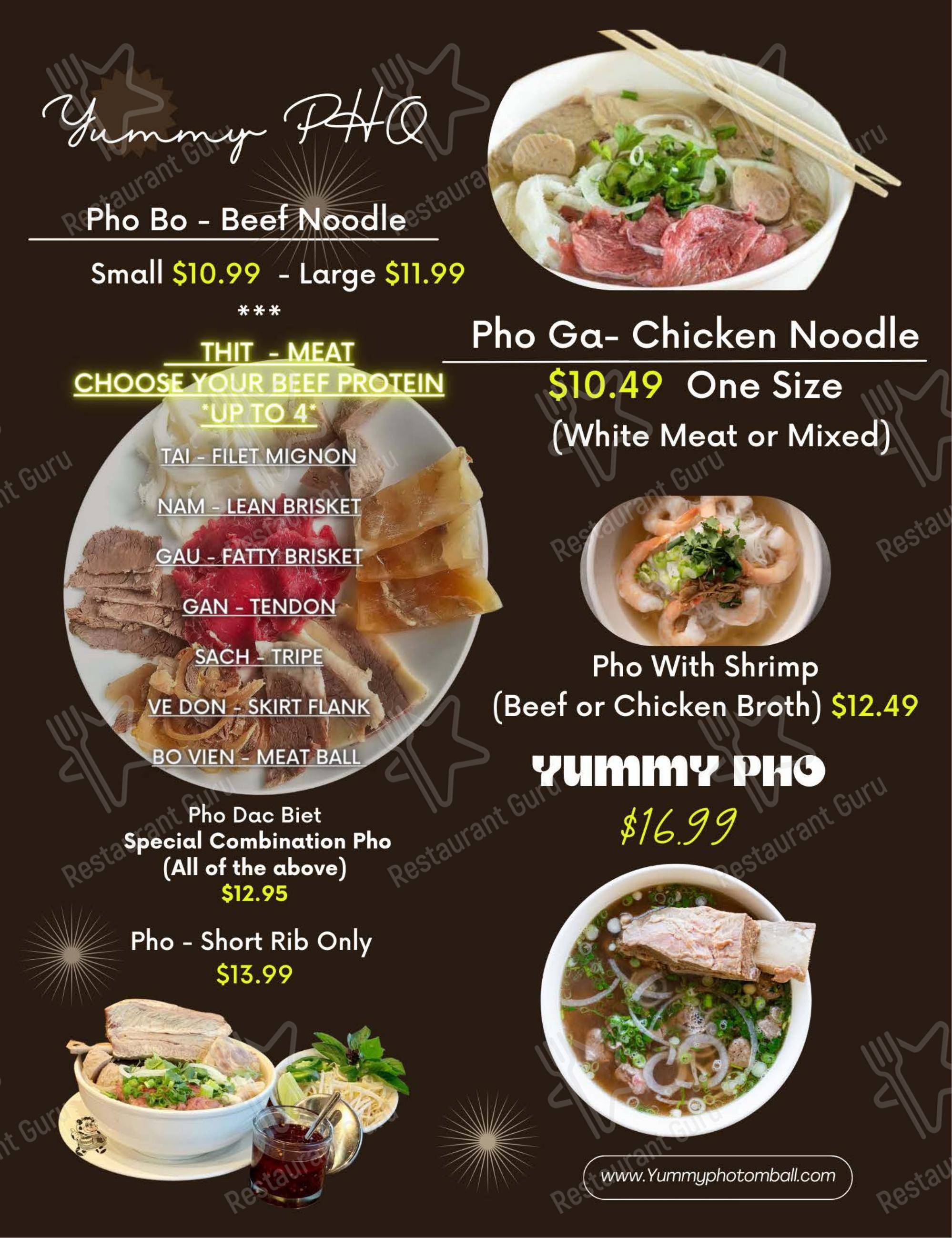 Menu at Yumy Pho & Moar restaurant, Houston, Tomball Pkwy Suite 2H