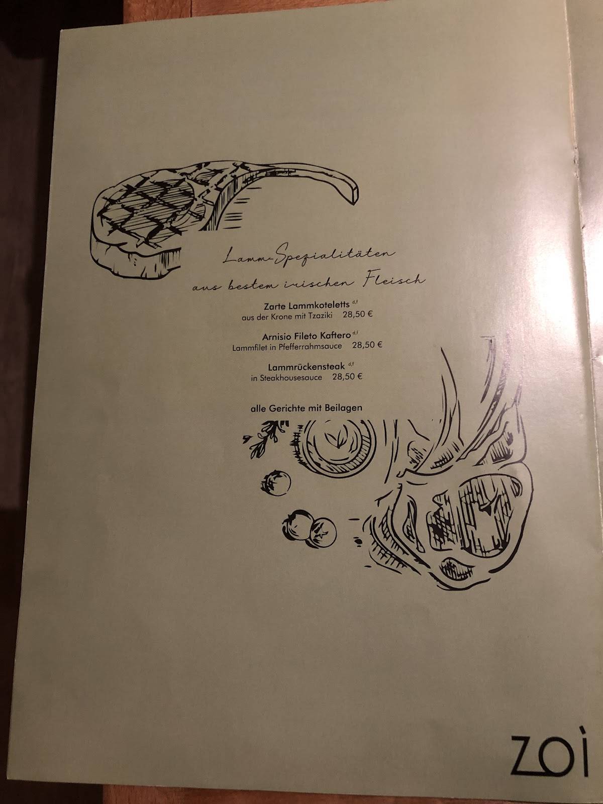 Speisekarte von ZOI - Griechische Taverne restaurant, Saarlouis