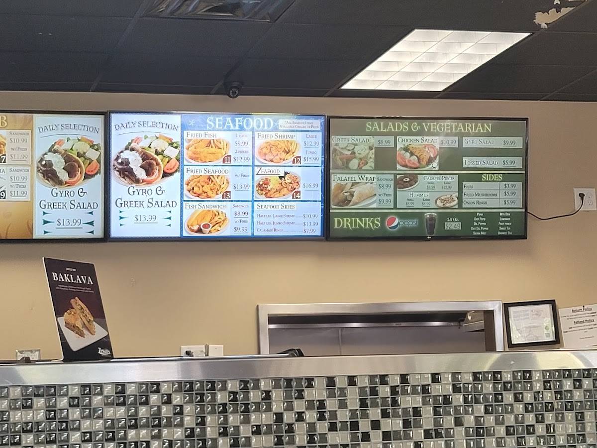 Menu at Zeko's Mediterranean Grill restaurant, Bradenton
