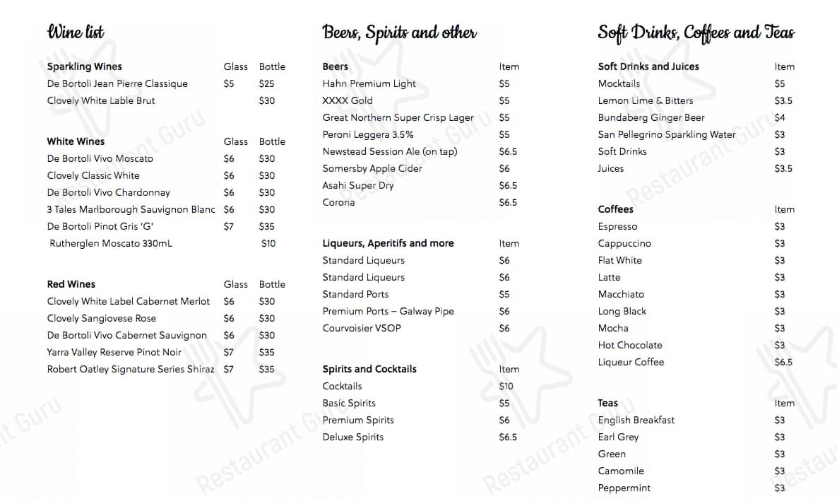 Menu at 66 on Ernest restaurant, South Brisbane